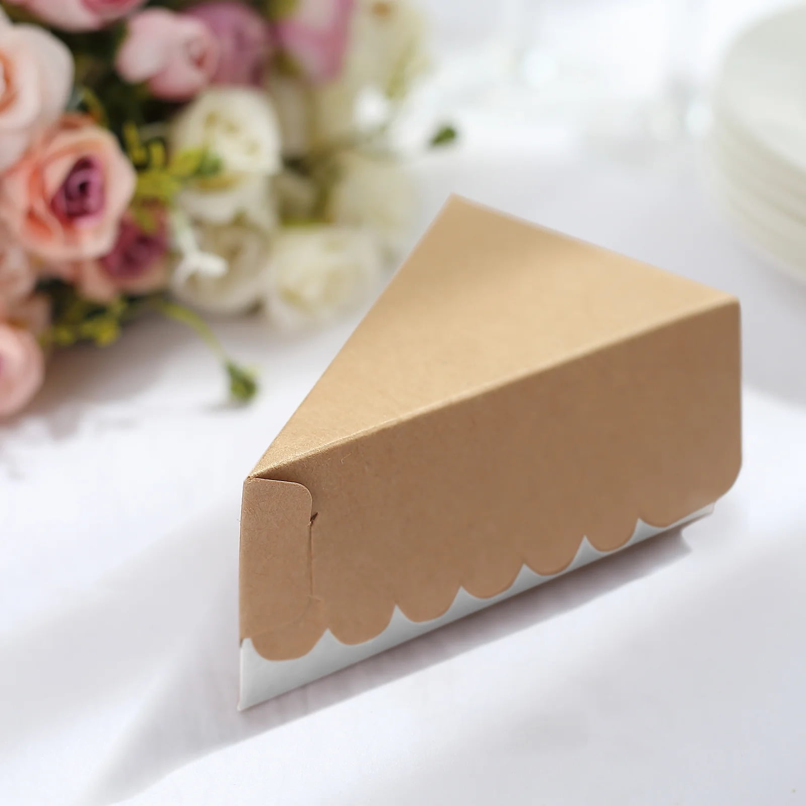 BalsaCircle 10 Brown Triangle Paper Cake Slice Boxes Scalloped Top ...