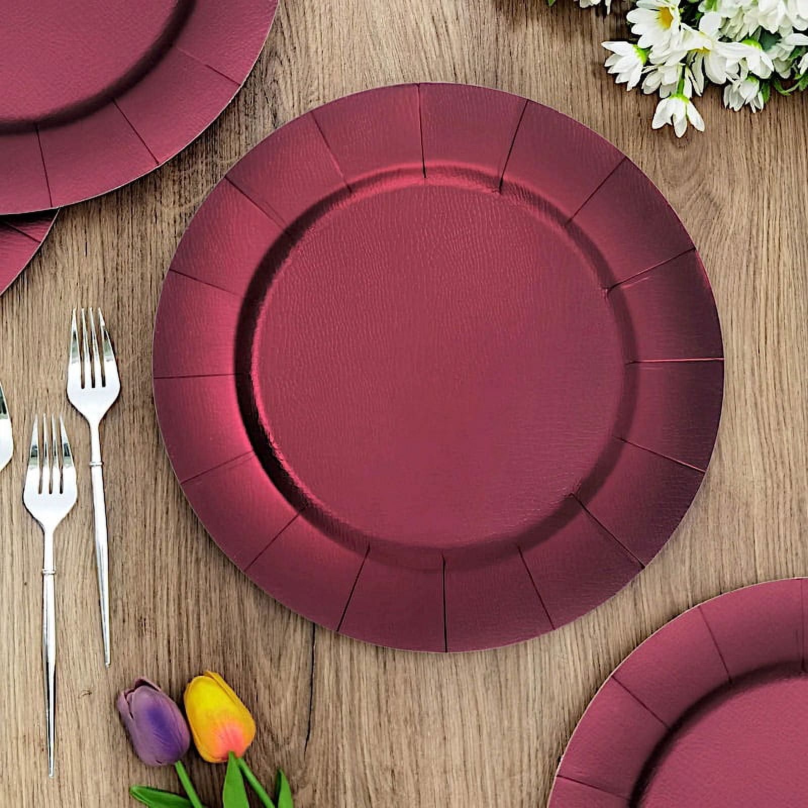 BalsaCircle 10 Burgundy 13" Round Disposable Paper Charger Plates ...