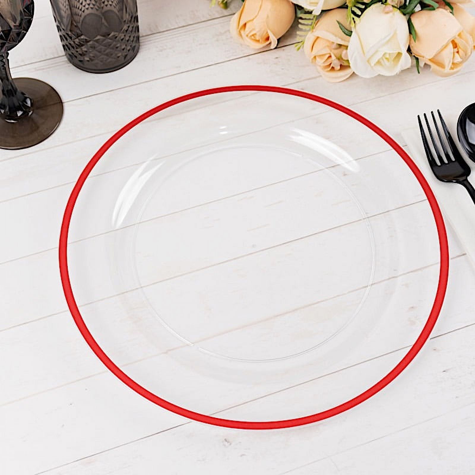 Balsa Circle 10 Clear 10" Disposable Round Plastic Dinner Plates Red ...