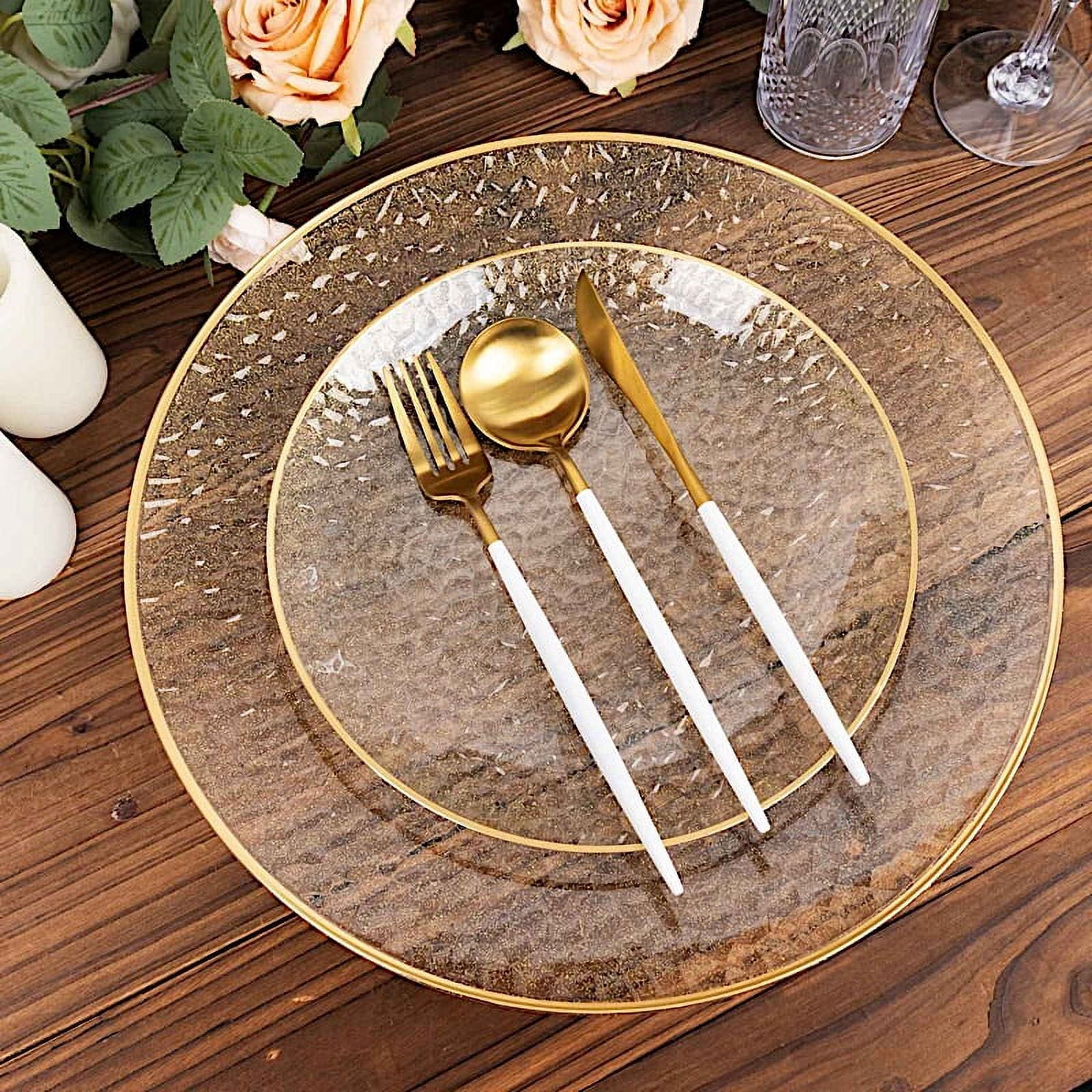 BalsaCircle 10 Clear 7" Round Hammered Disposable Salad Dinner Plastic ...