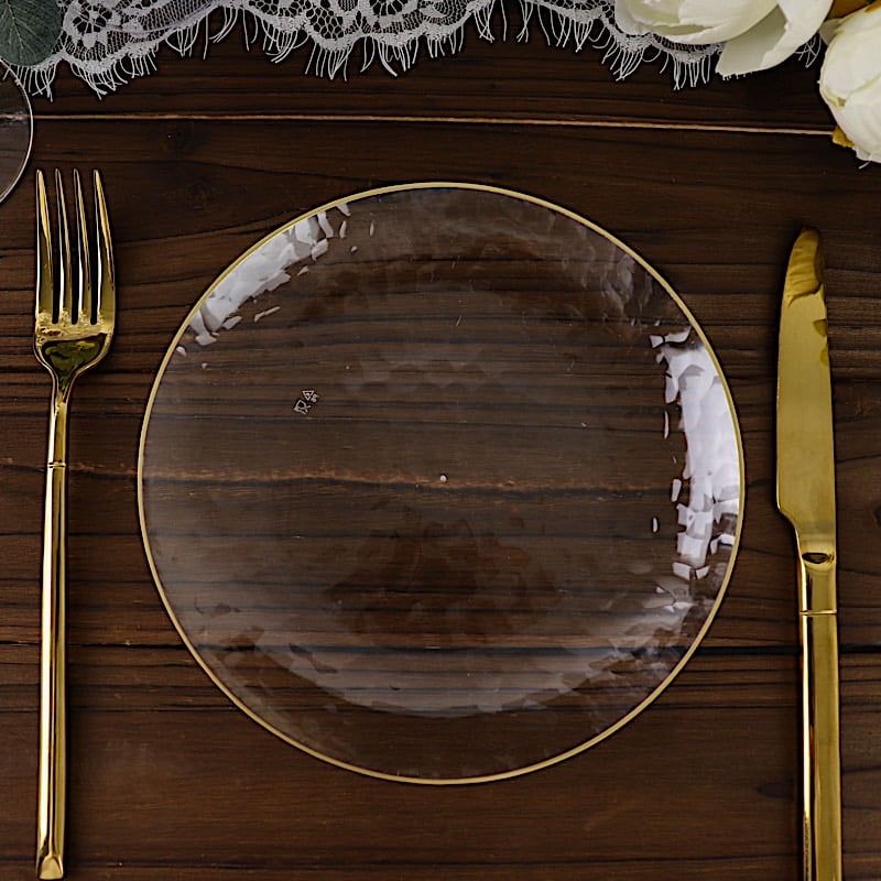 BalsaCircle 10 Clear 7" Round Hammered Disposable Salad Dinner Plastic ...