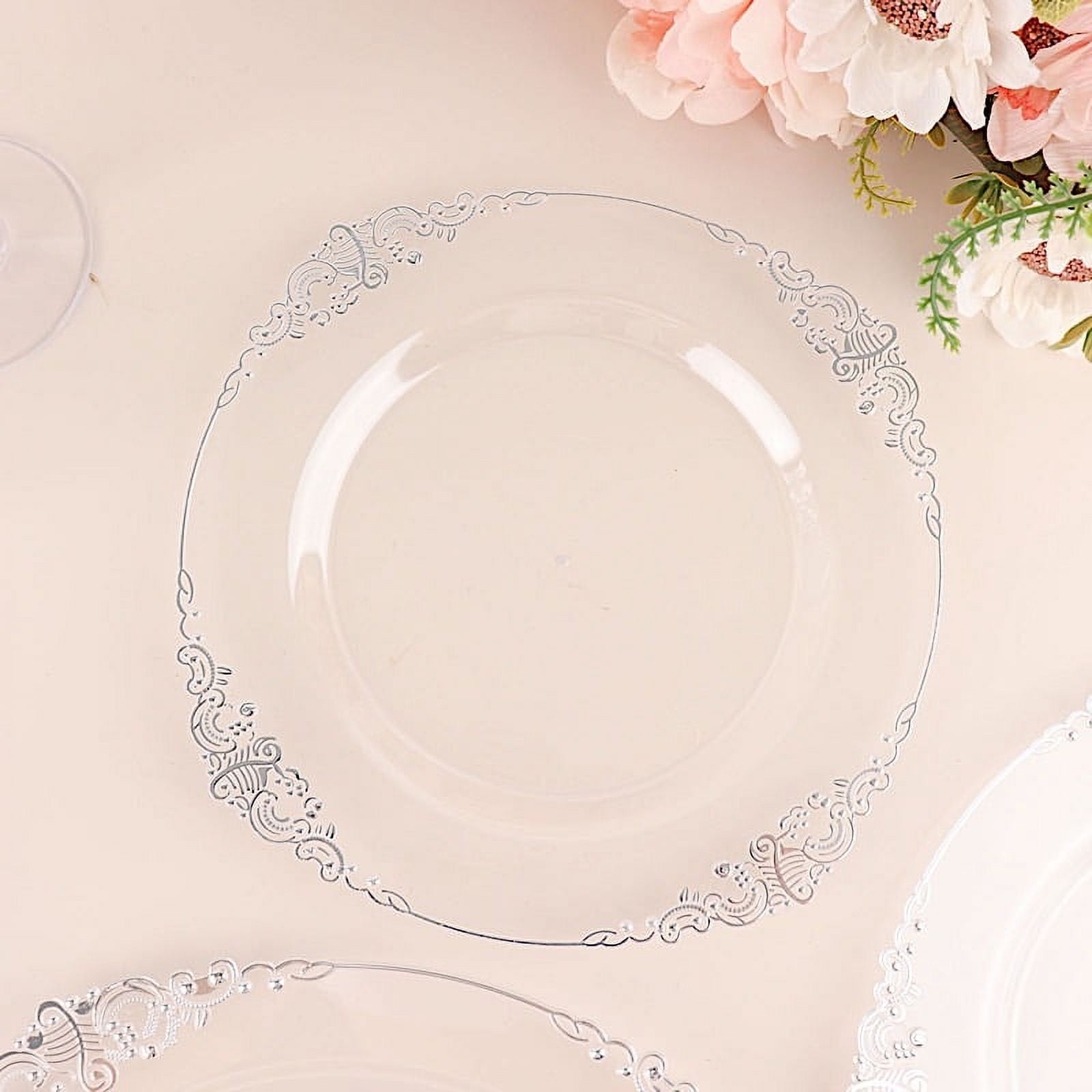 BalsaCircle 10 Clear Round 8" Disposable Plastic Salad Dinner Plates ...