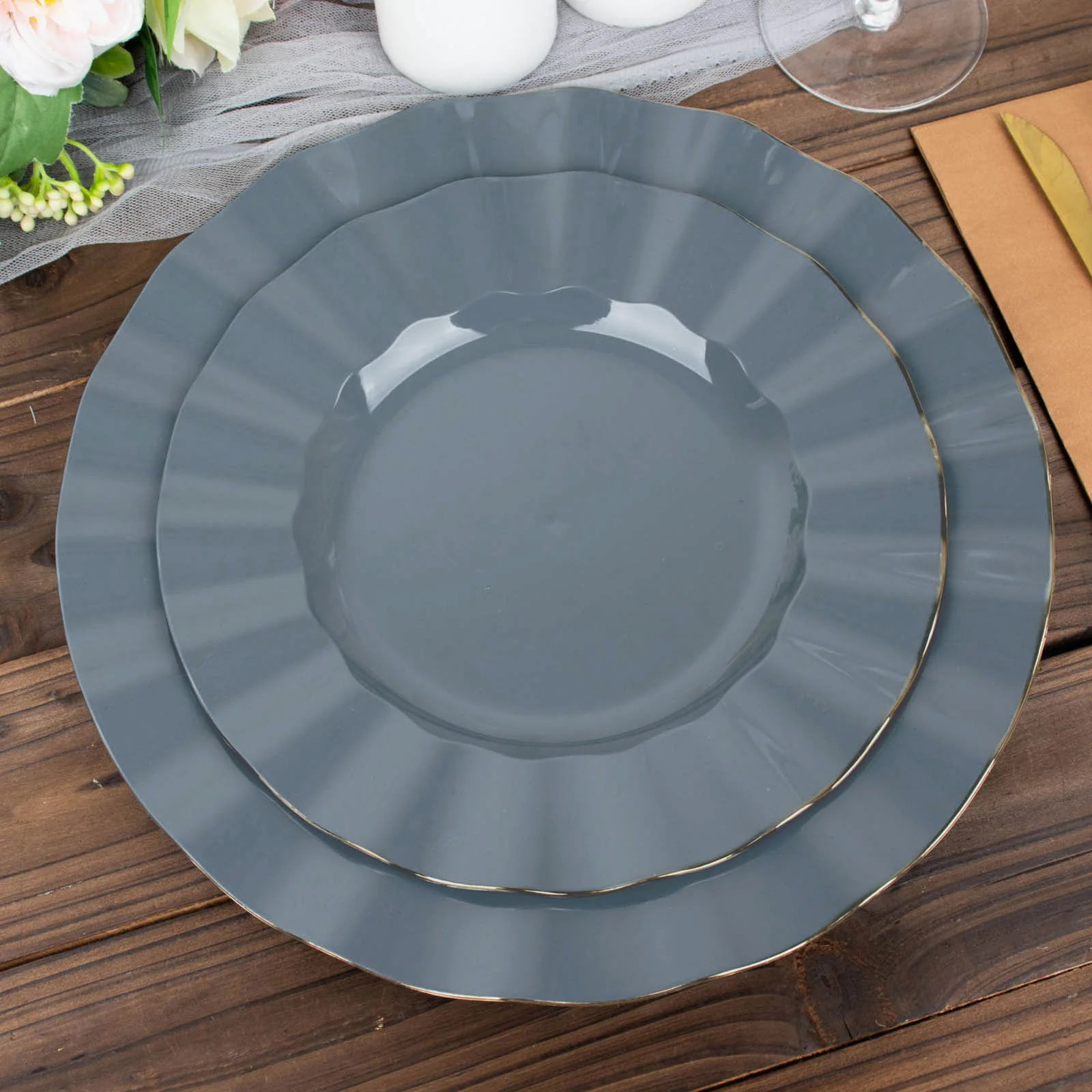 BalsaCircle 10 Dusty Blue 9" Round Disposable Salad Dinner Plastic ...