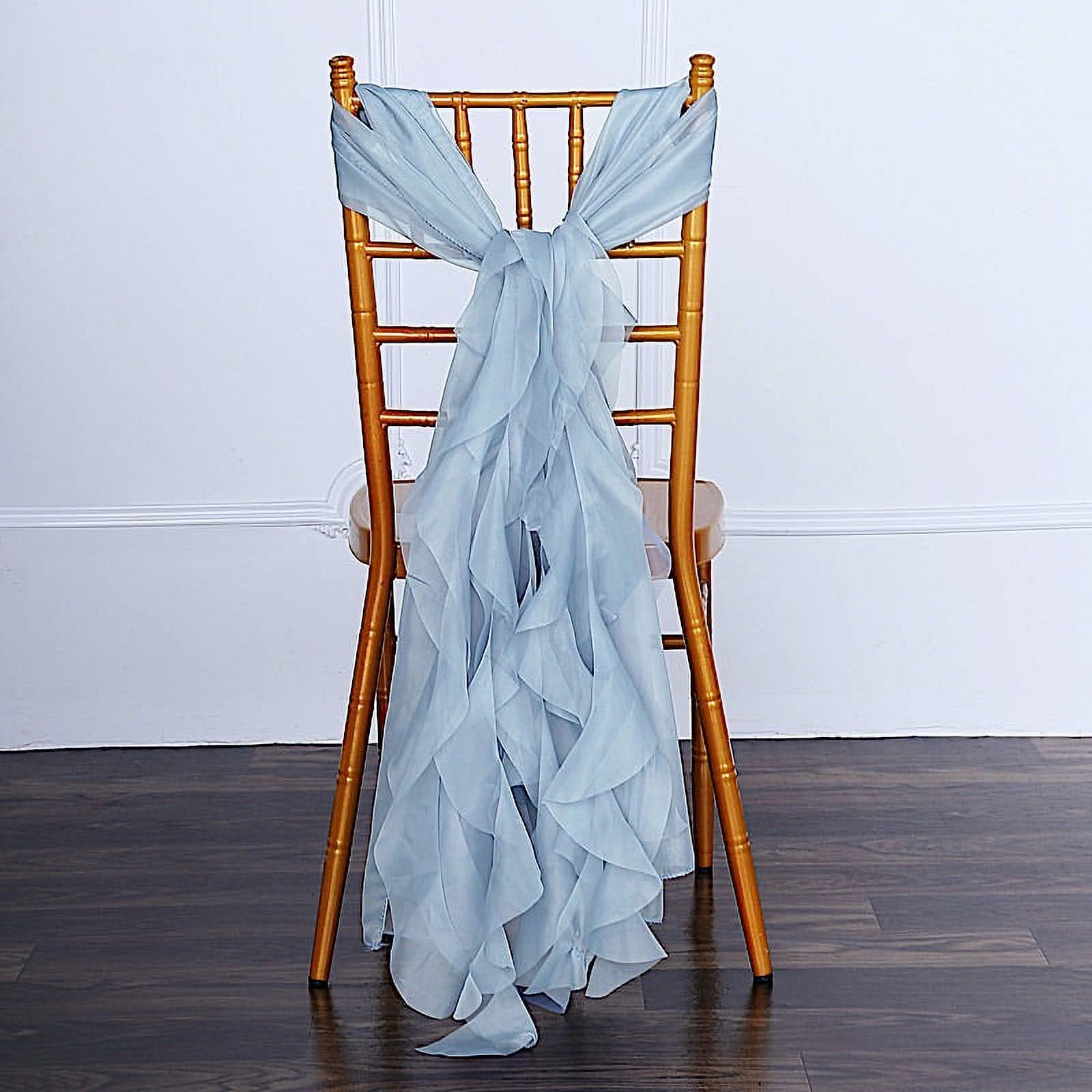 BalsaCircle 10 Black Premium Solid Curly Chiffon Chair Sashes Wedding ...