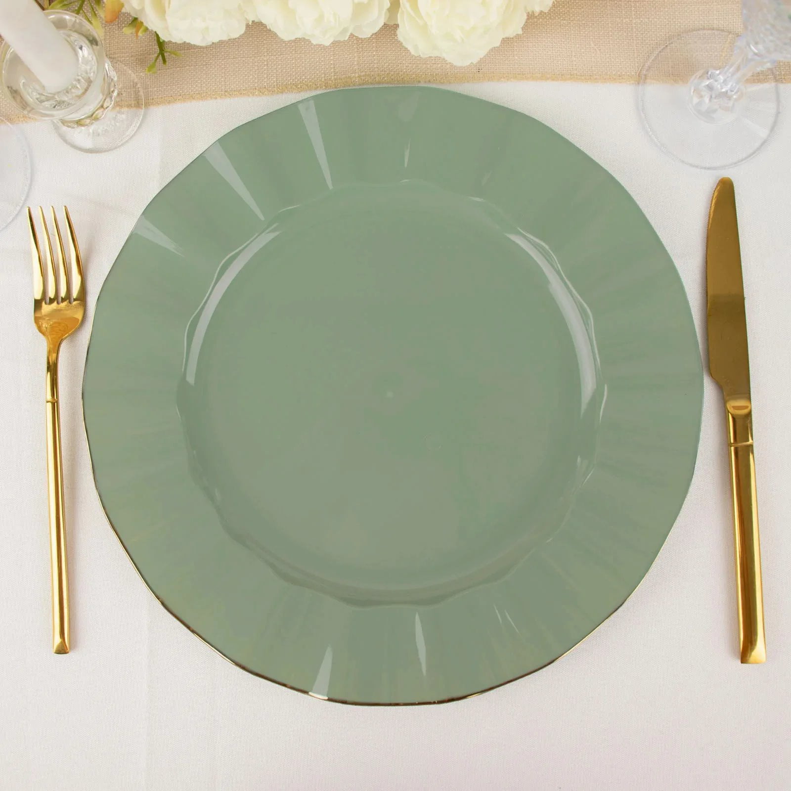 Balsa Circle 10 Dusty Sage 11" Round Disposable Salad Dinner Plastic ...