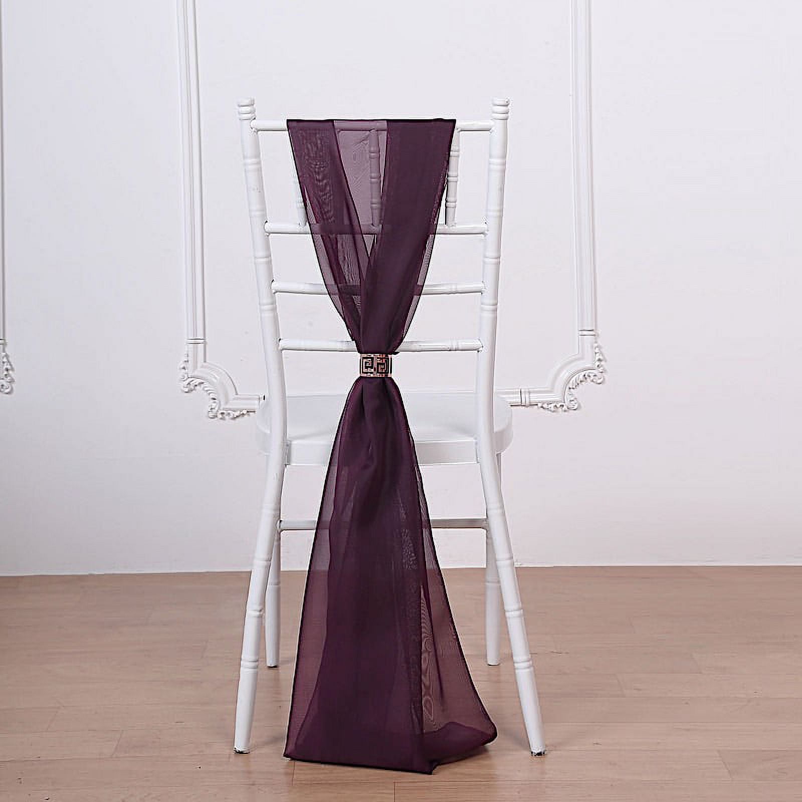 BalsaCircle 10 Eggplant Purple Extra Premium Chiffon Chair Sashes Bows ...