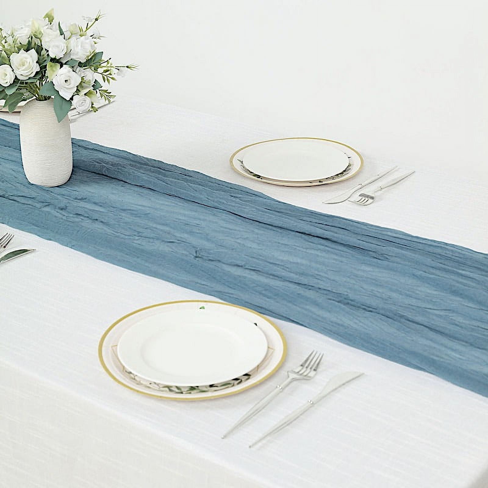 BalsaCircle Cotton Cheesecloth Fabric Table Runner - 10ft Dusty Blue ...