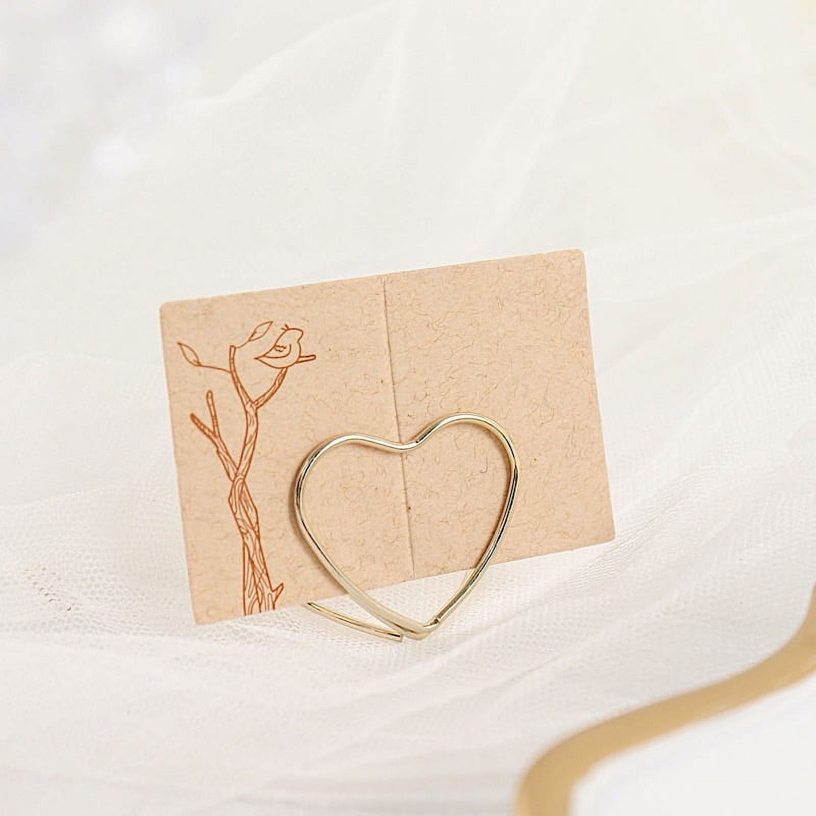 BalsaCircle 10 Gold 1" Metal Table Number Sign Holders Heart Place Card ...