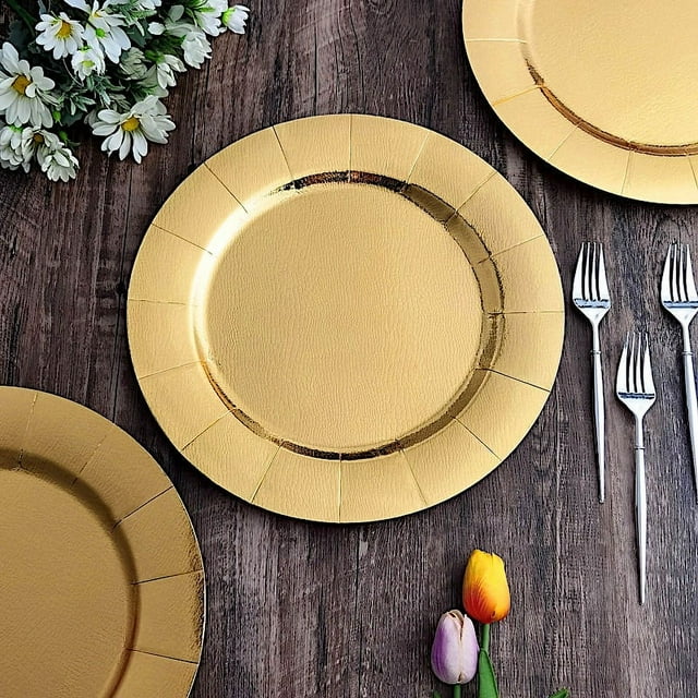 BalsaCircle 10 Gold 13" Round Disposable Paper Charger Plates - Walmart.com