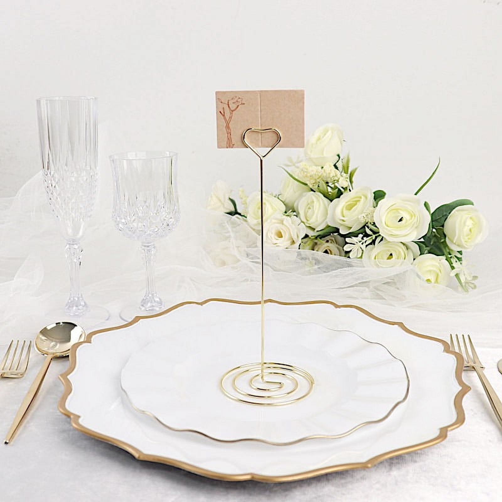 BalsaCircle 10 Gold 8' Metal Table Number Sign Holder Stands Heart ...