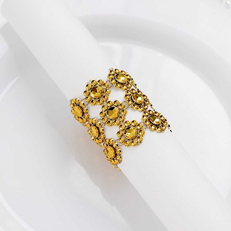 BalsaCircle 10 Gold Diamond Rhinestones Sunflower Napkin Rings Party ...