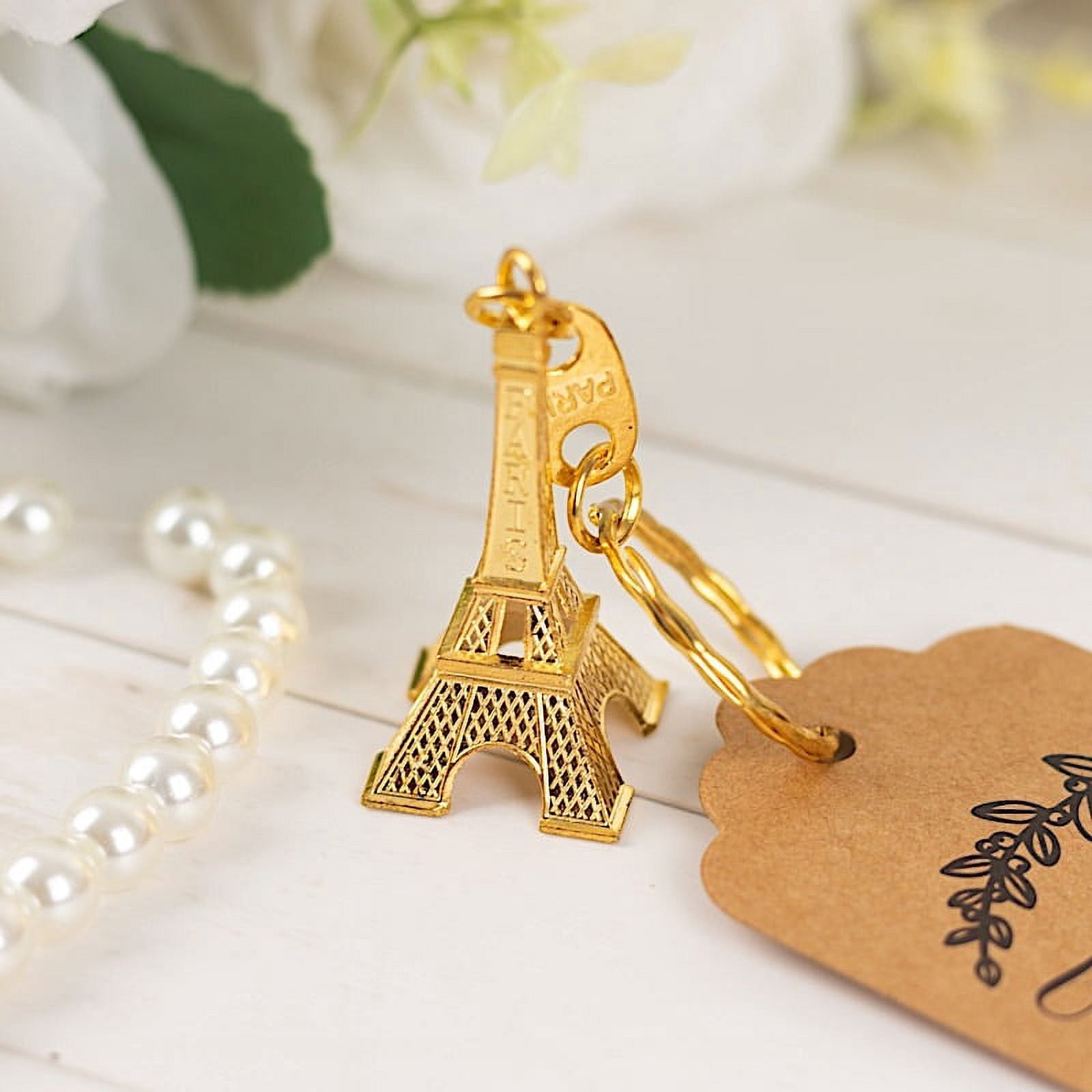 Balsa Circle 10 Gold Eiffel Tower 4" Plastic Keychains with Thank You ...