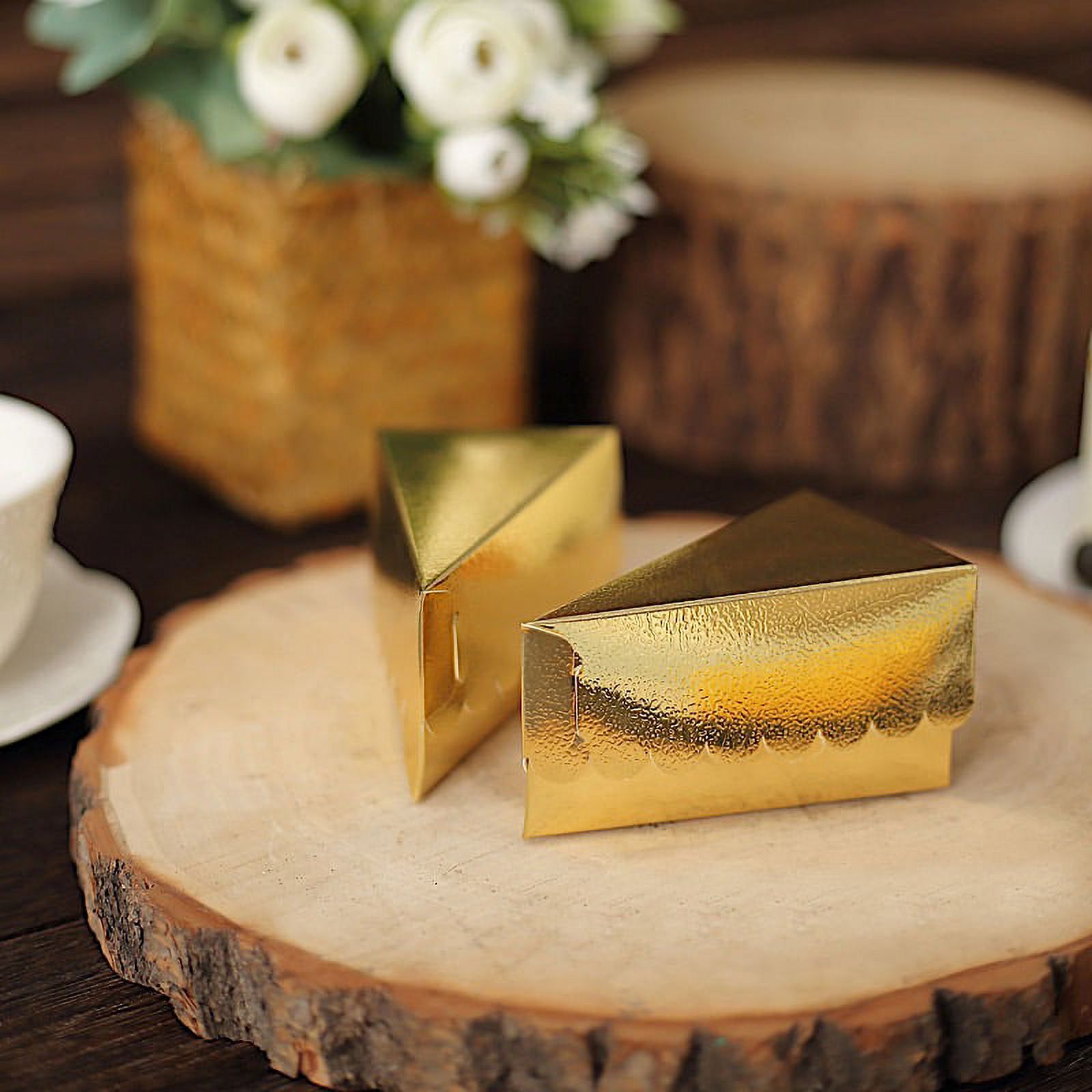 BalsaCircle 10 Gold Triangle Paper Cake Slice Boxes Party Favors Gift ...