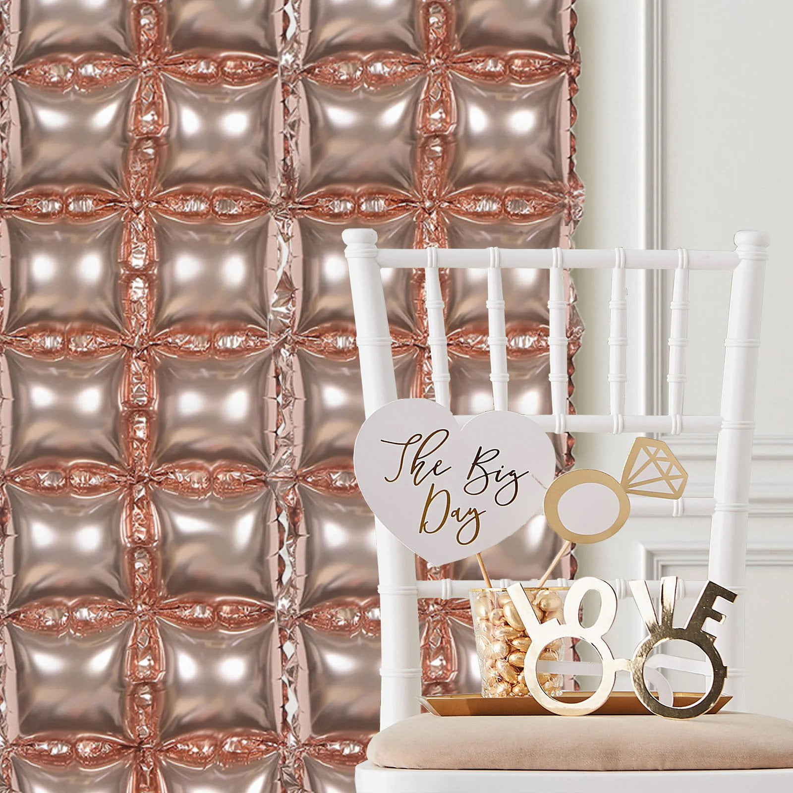 BalsaCircle 10 Metallic Blush 43x11" Double Row Square Mylar Foil ...