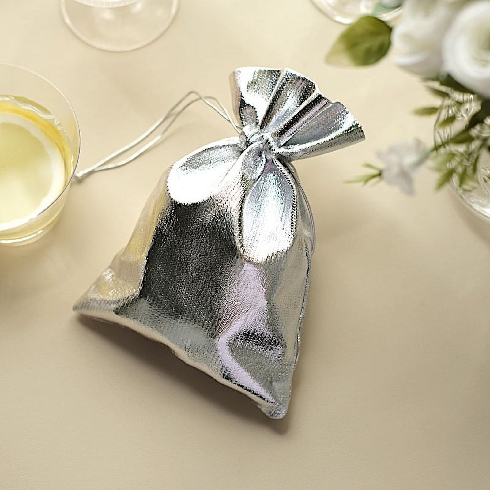 BalsaCircle 10 Metallic Lame Polyester Party Favor Bags Pull String ...
