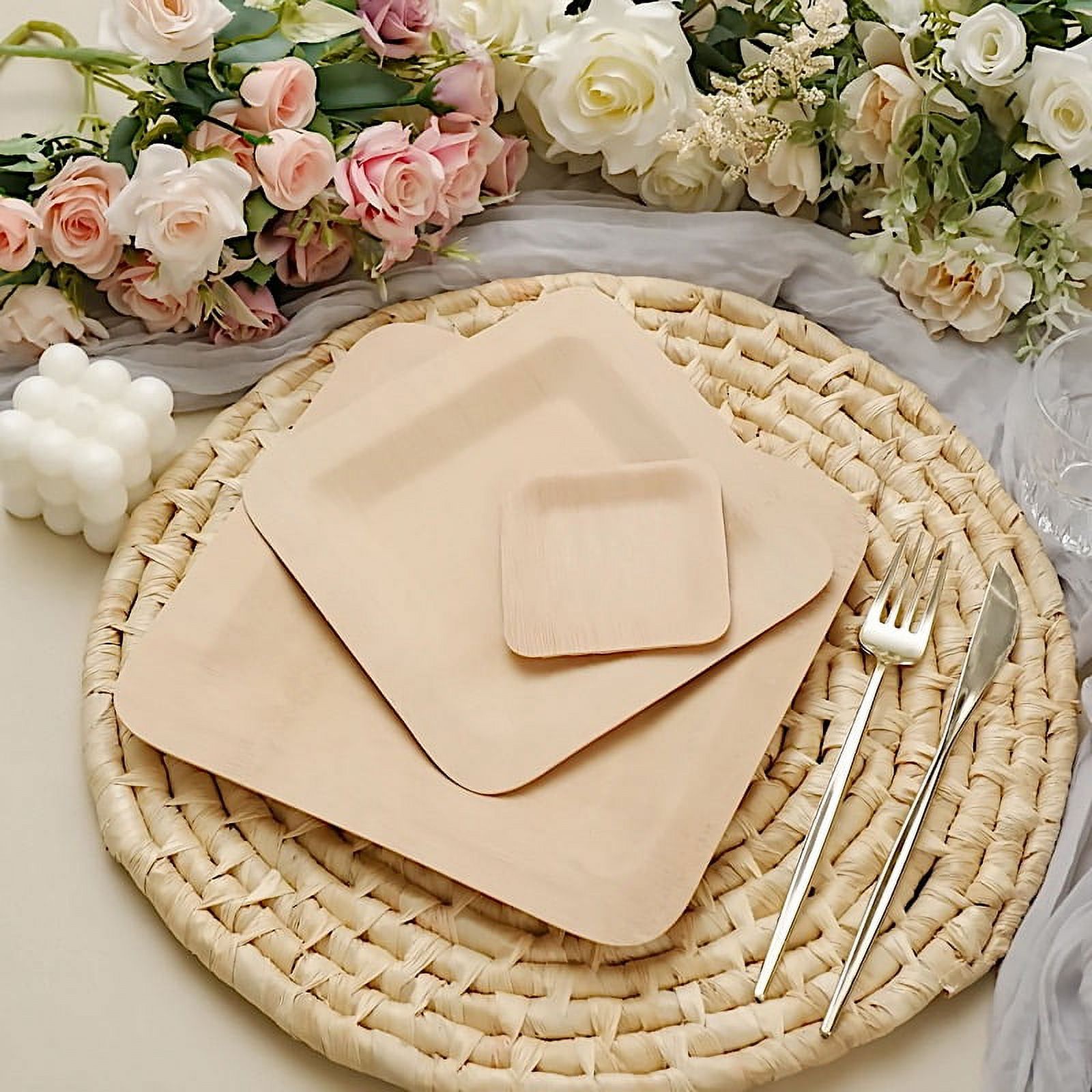 BalsaCircle 10 Natural Bamboo 9" Square Plates Eco Friendly ...