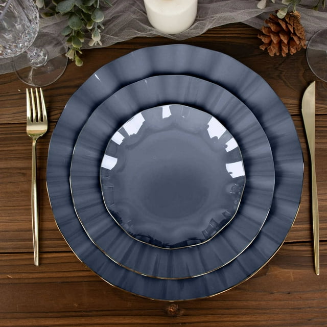 BalsaCircle 10 Navy Blue 6" Round Disposable Salad Dinner Plastic ...