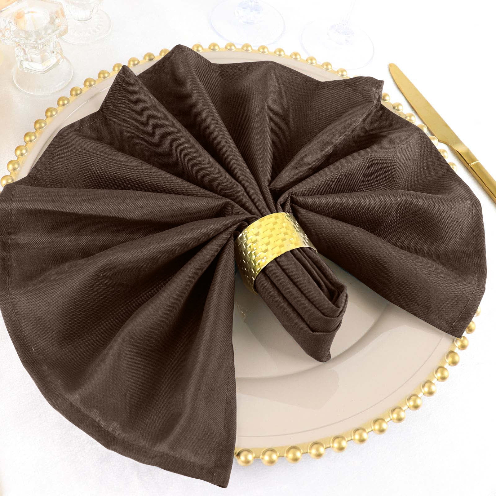 BalsaCircle 10 Pieces 20" Chocolate Brown Polyester Napkins Wedding ...