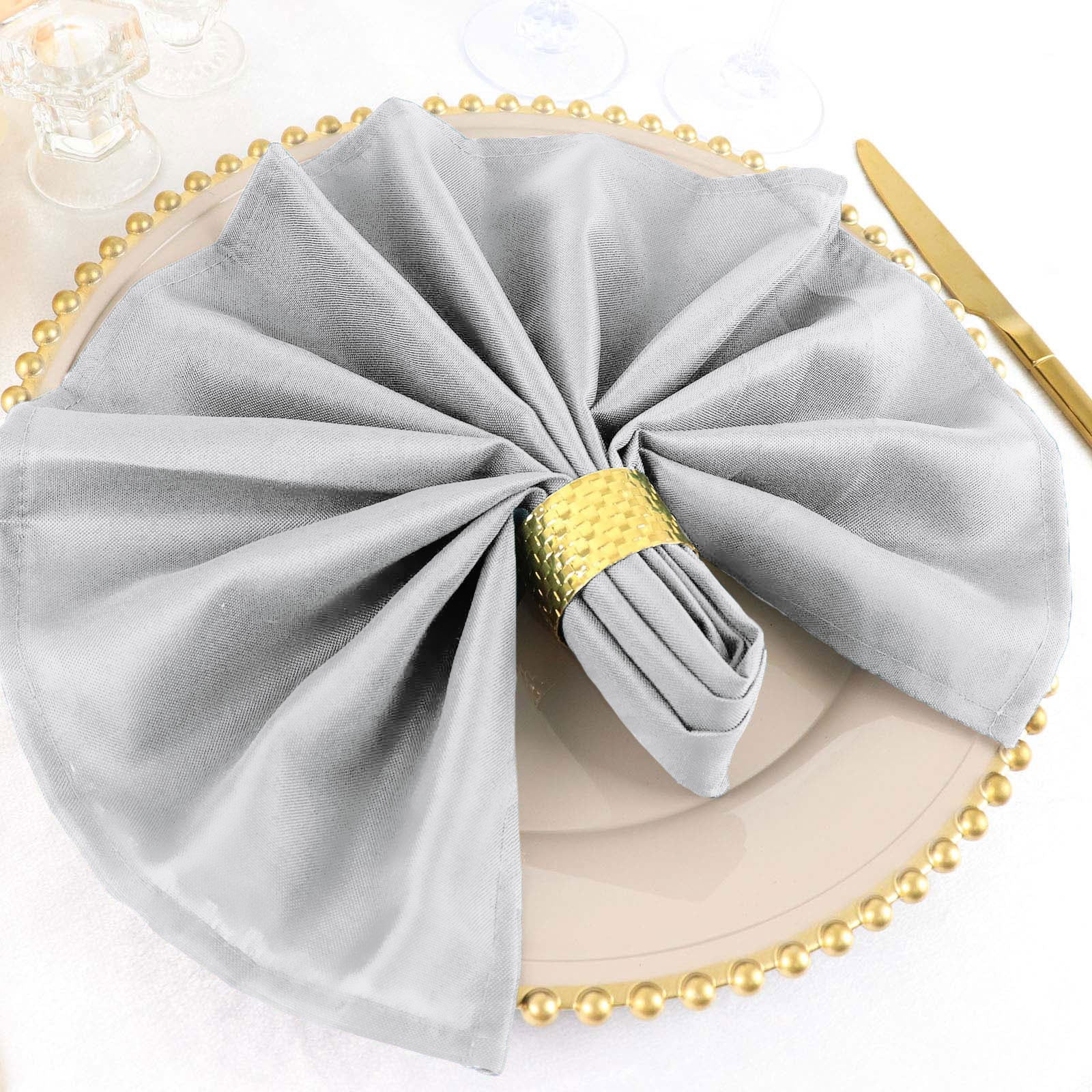 BalsaCircle 10 Pieces 20" Silver Polyester Napkins Wedding Kitchen ...