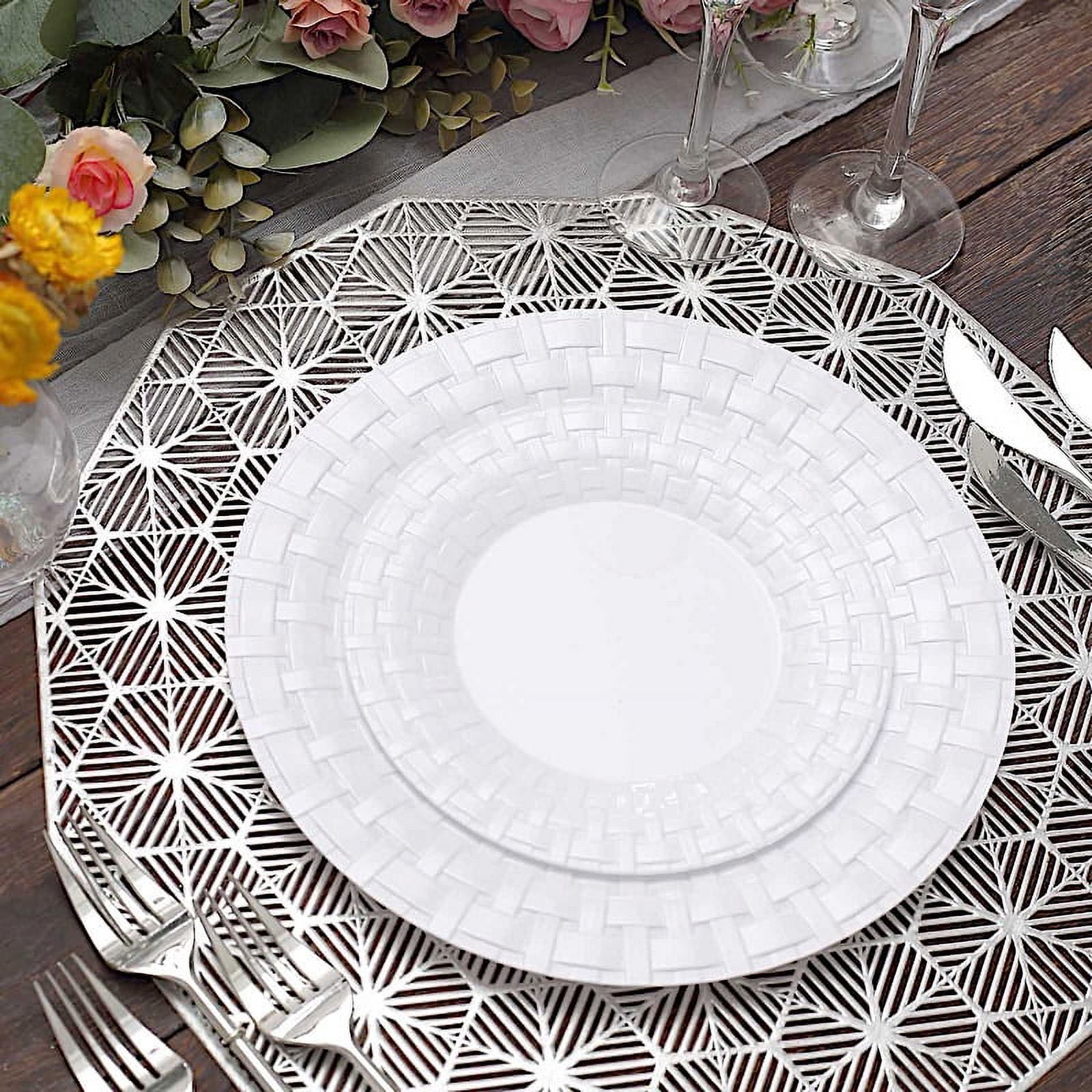 Balsa Circle 10 Pieces 7" Disposable Plastic Round Plates Basketweave ...