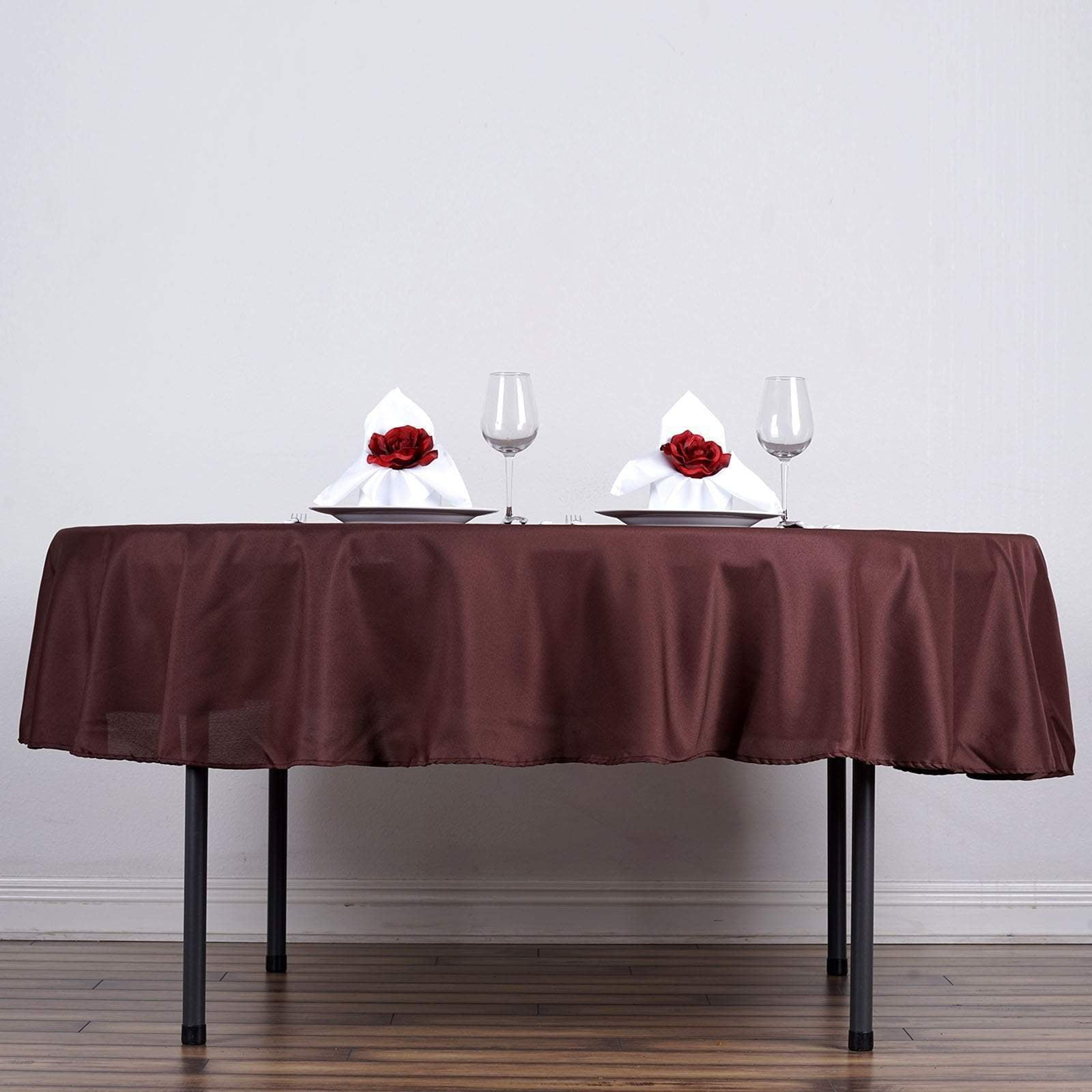 BalsaCircle 10 Pieces 70" Chocolate Brown Round Polyester Tablecloths ...