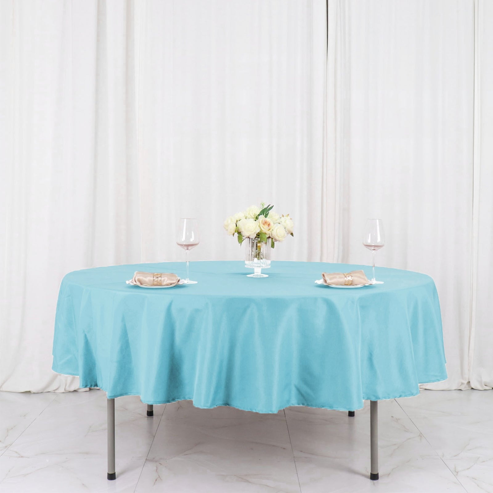 BalsaCircle 10 Pieces 90" Light Blue Round Polyester Tablecloths Fabric ...