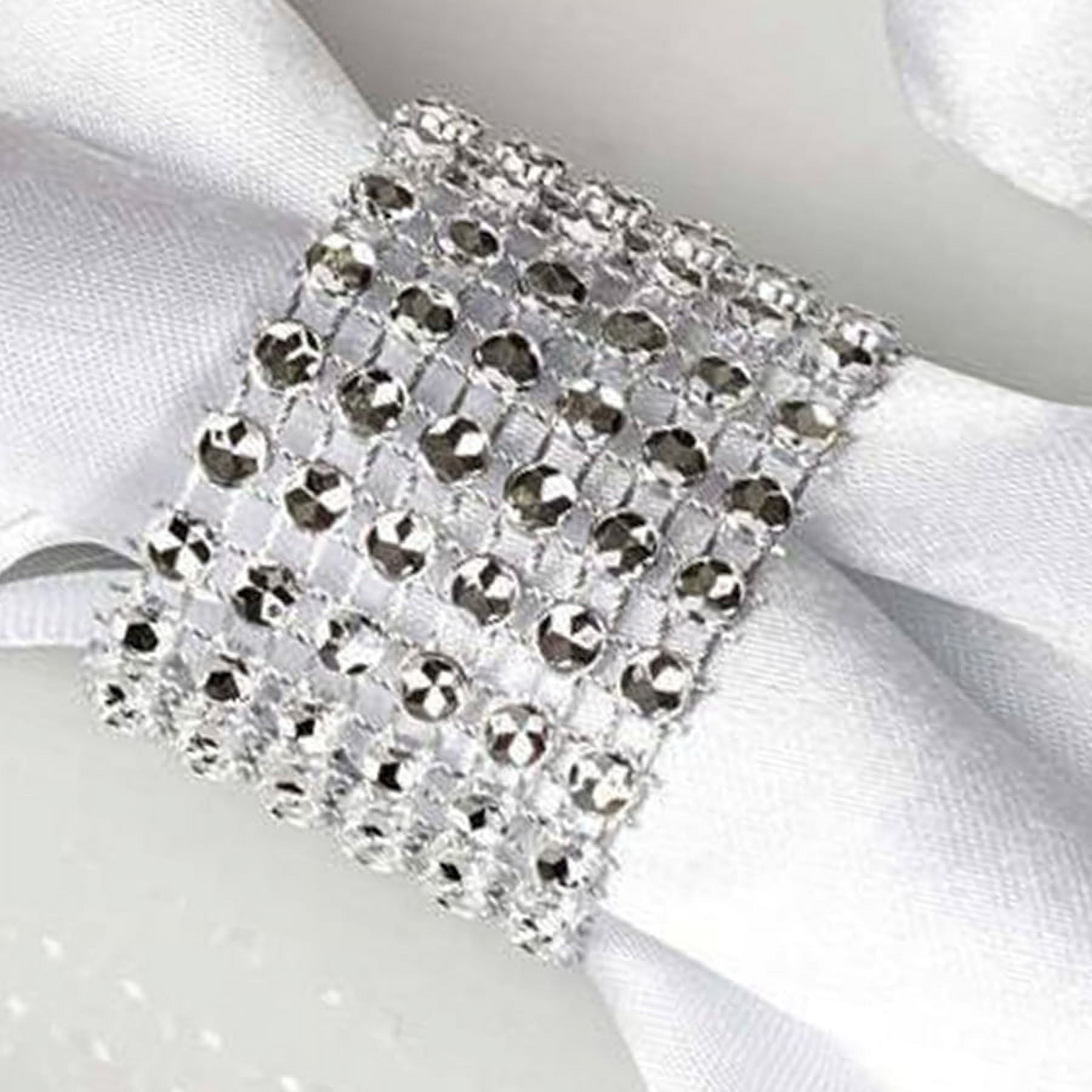 BalsaCircle 10 Pieces Diamond Napkin Rings Table Top Decorations Silver ...