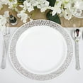 Balsa Circle 10 Pieces Disposable Plastic Round Plates 10" White Silver ...