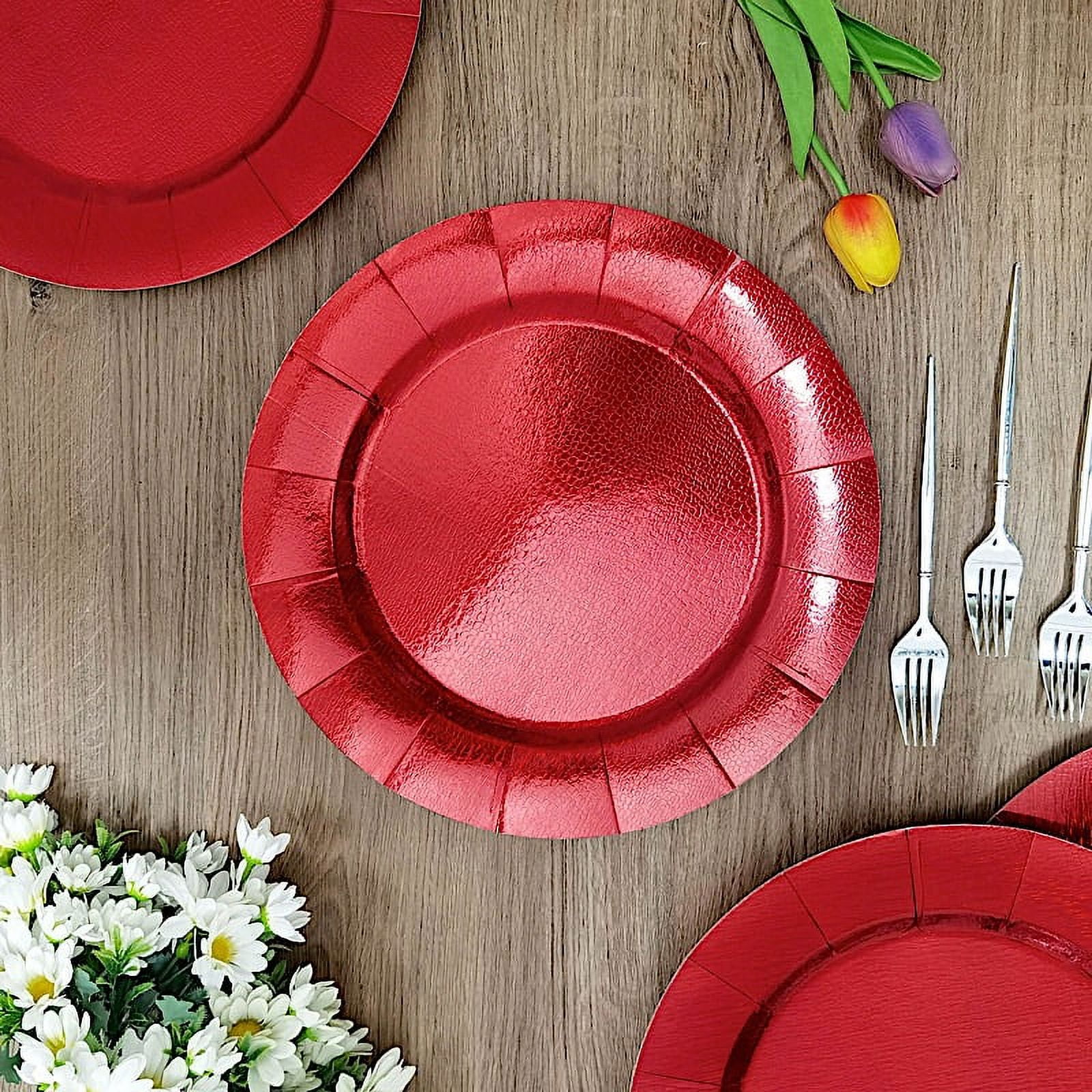 BalsaCircle 10 Red 13" Round Disposable Paper Charger Plates - Walmart.com