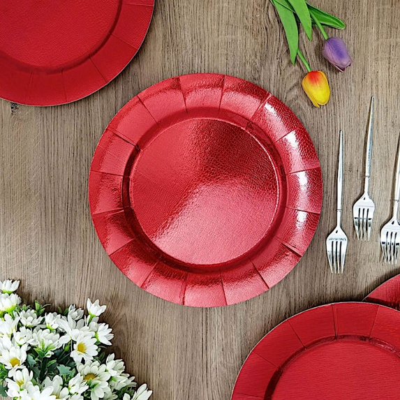 BalsaCircle 10 Red 13" Round Disposable Paper Charger Plates - Walmart.com