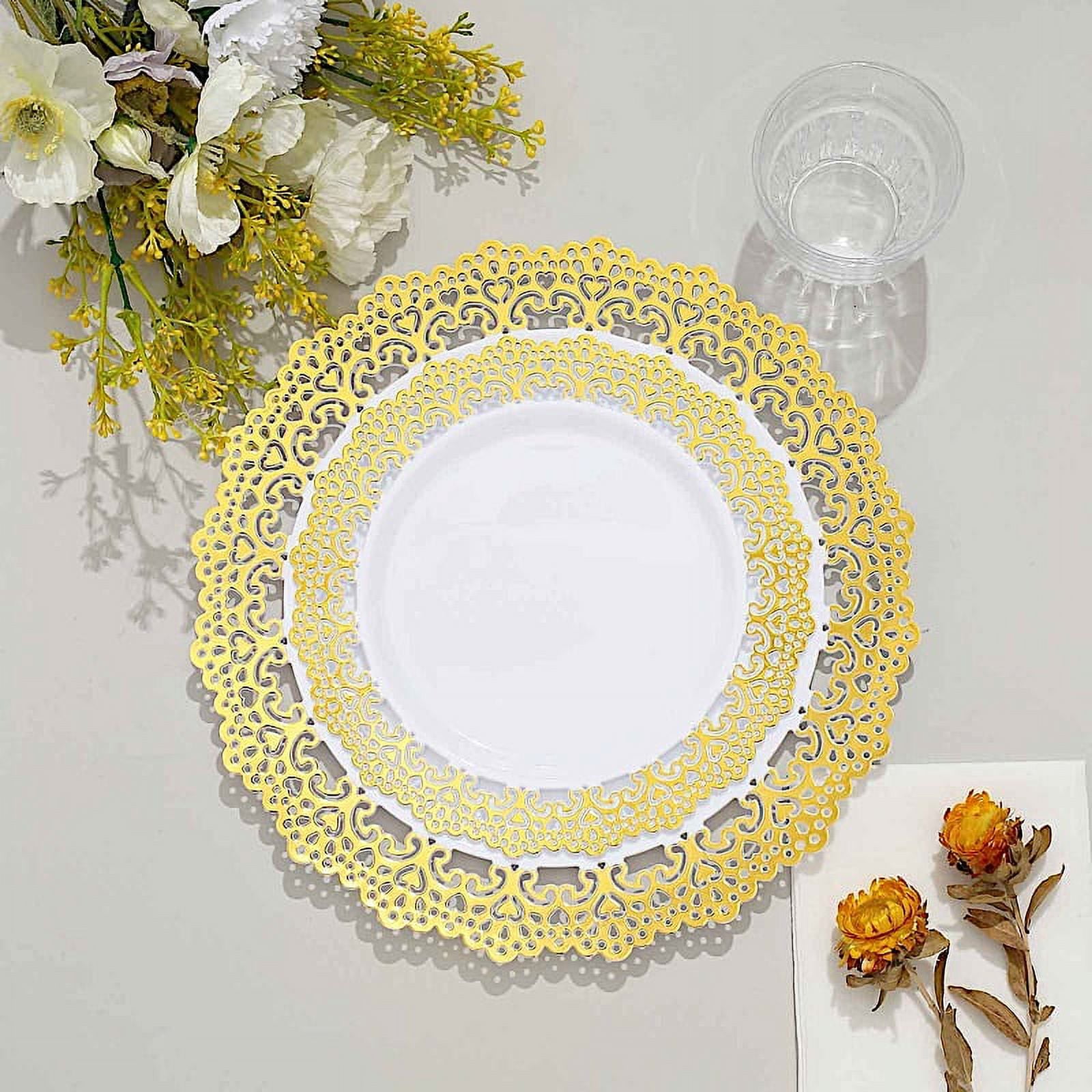 BalsaCircle 10 Round 7" White Disposable Salad Dinner Plastic Plates ...