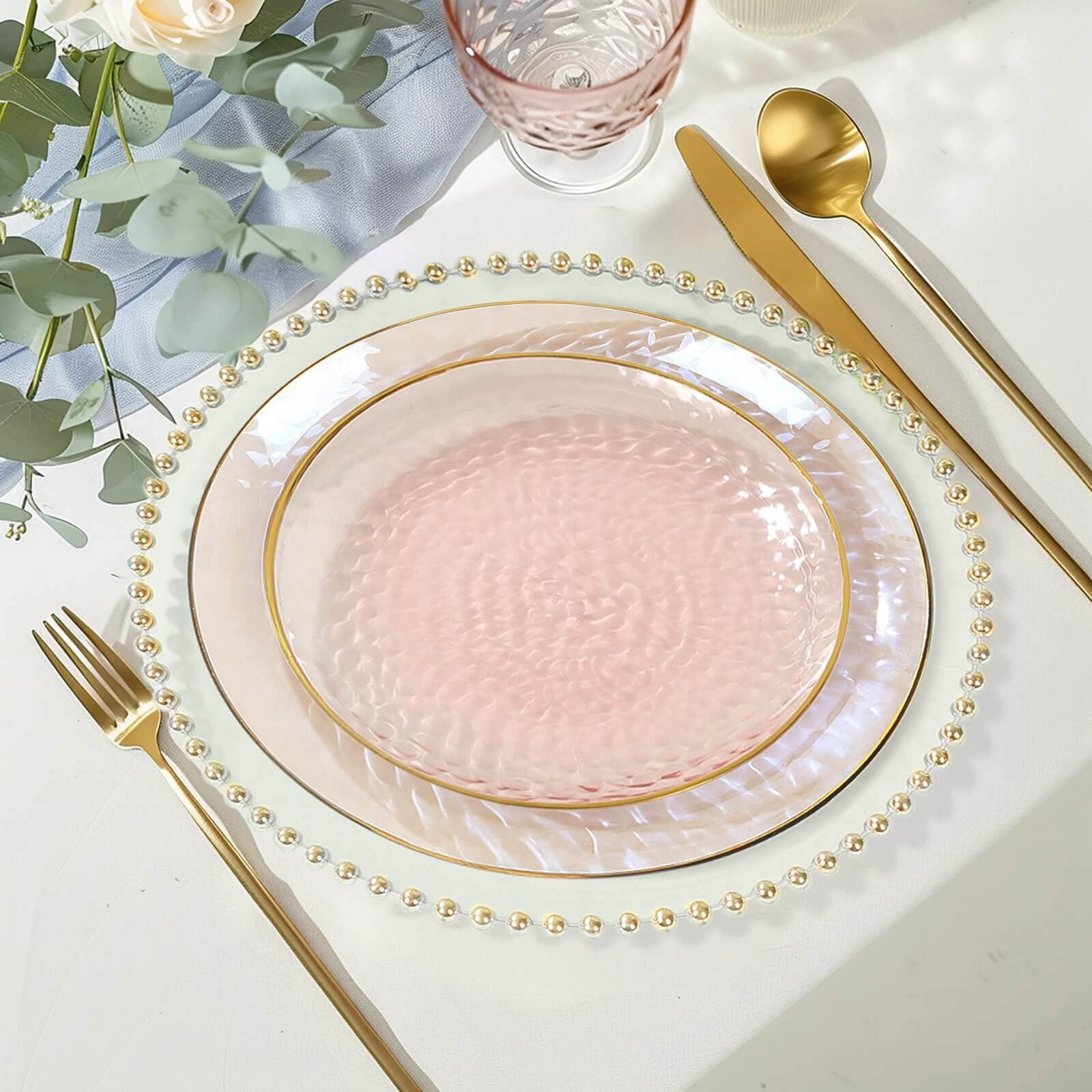 Balsa Circle 10 Round 8" Transparent Blush Glossy Disposable Salad ...