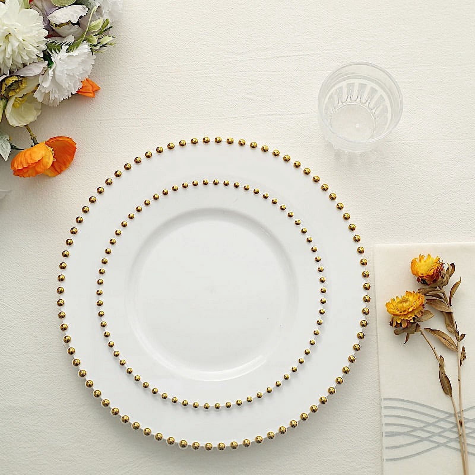 Balsa Circle 10 Round 8" White Gold Disposable Plastic Salad Plates ...