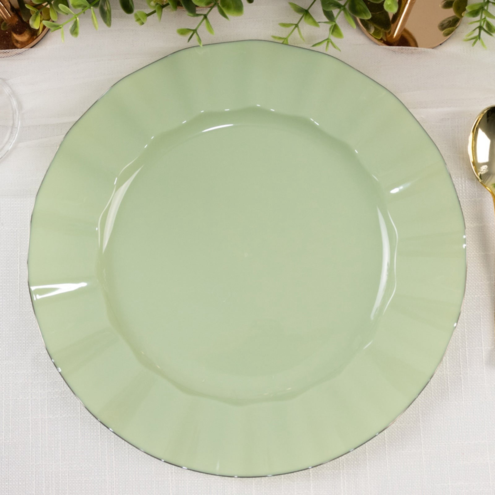 Balsa Circle 10 Sage Green 11" Round Disposable Salad Dinner Plastic ...