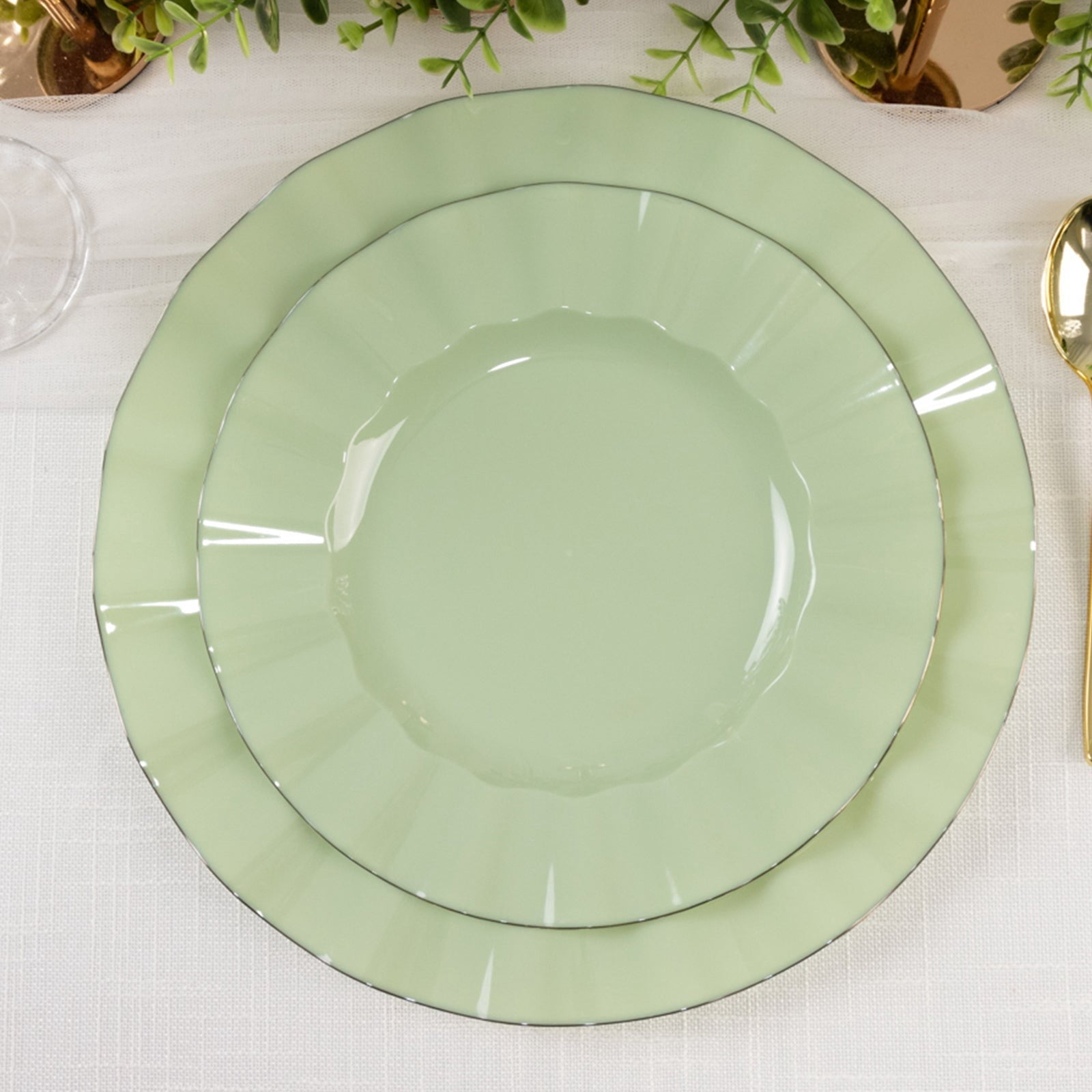 BalsaCircle 10 Sage Green 9" Round Disposable Salad Dinner Plastic ...