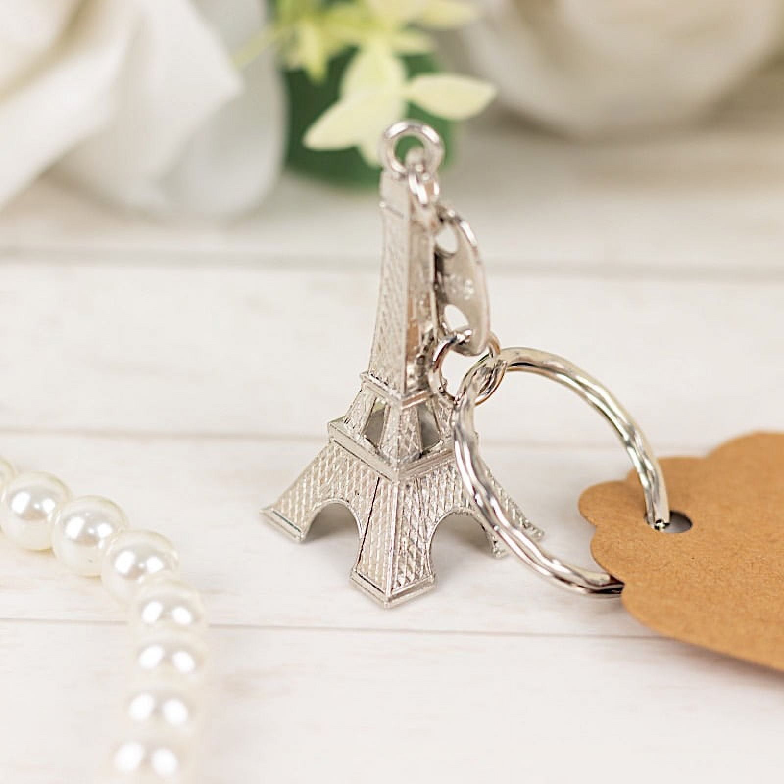 BalsaCircle 10 Silver Eiffel Tower 4" Plastic Keychains with Thank You ...