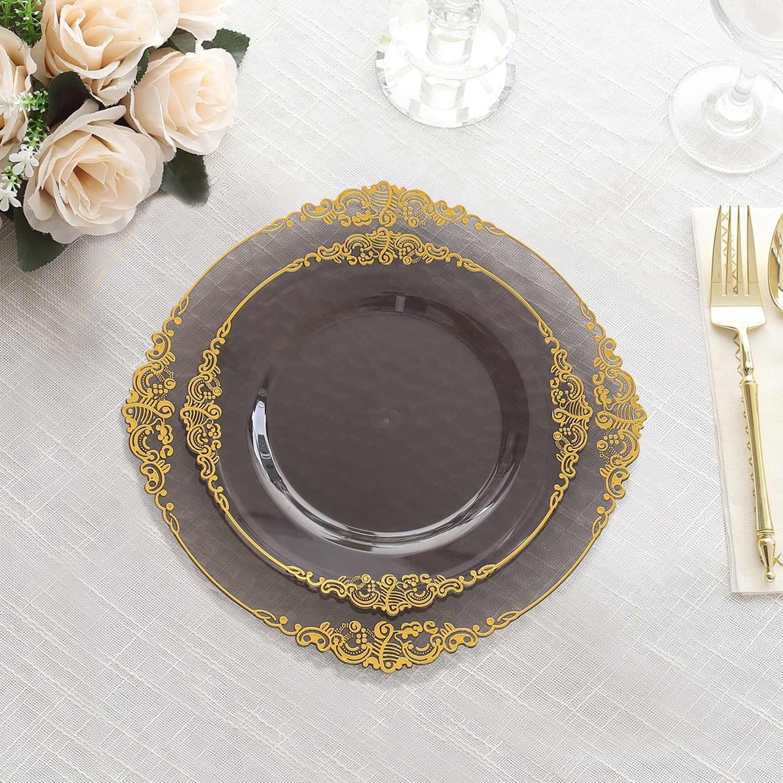 BalsaCircle 10 Transparent Black Round 8" Disposable Plastic Salad ...