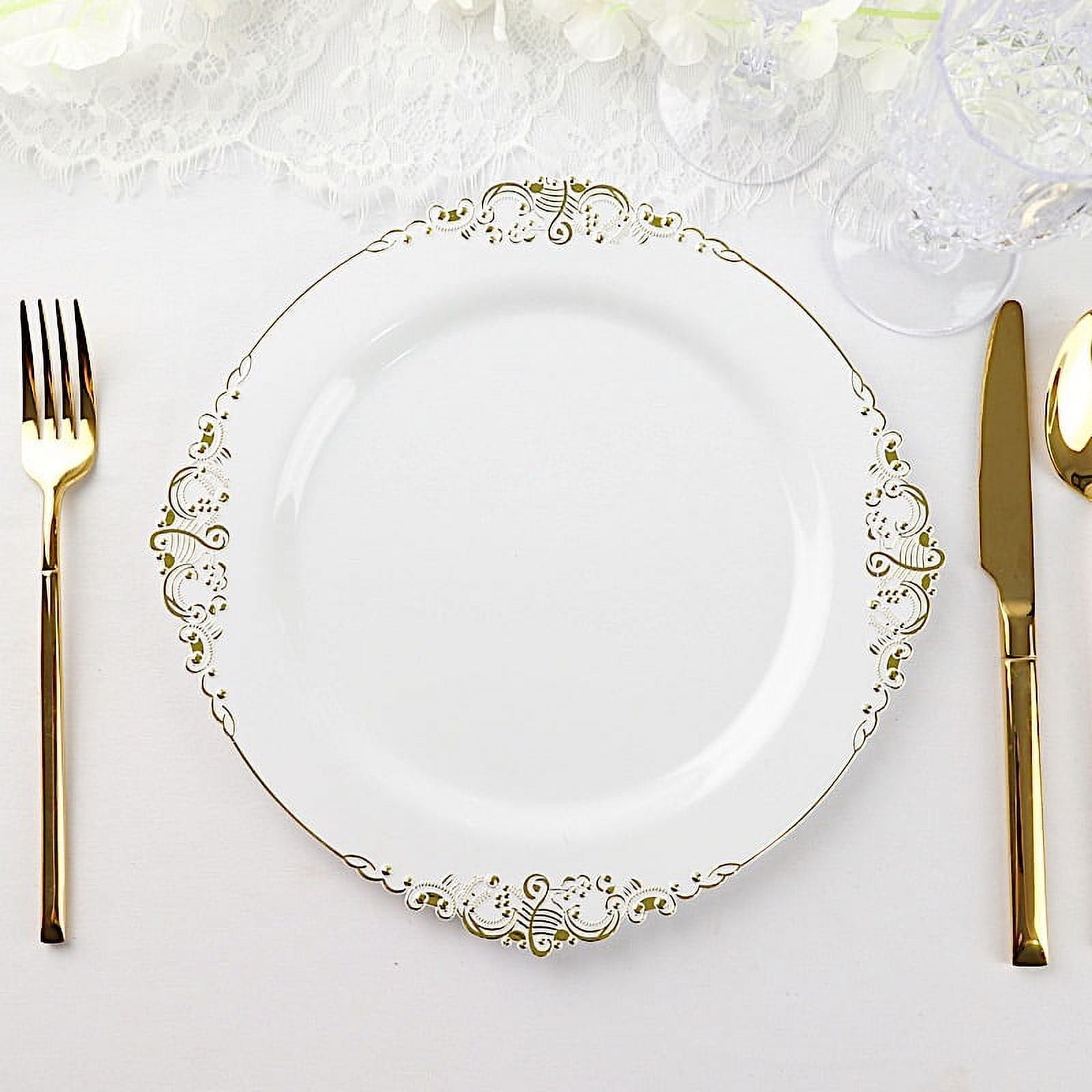 BalsaCircle 10 White Round 10" Disposable Plastic Salad Dinner Plates ...