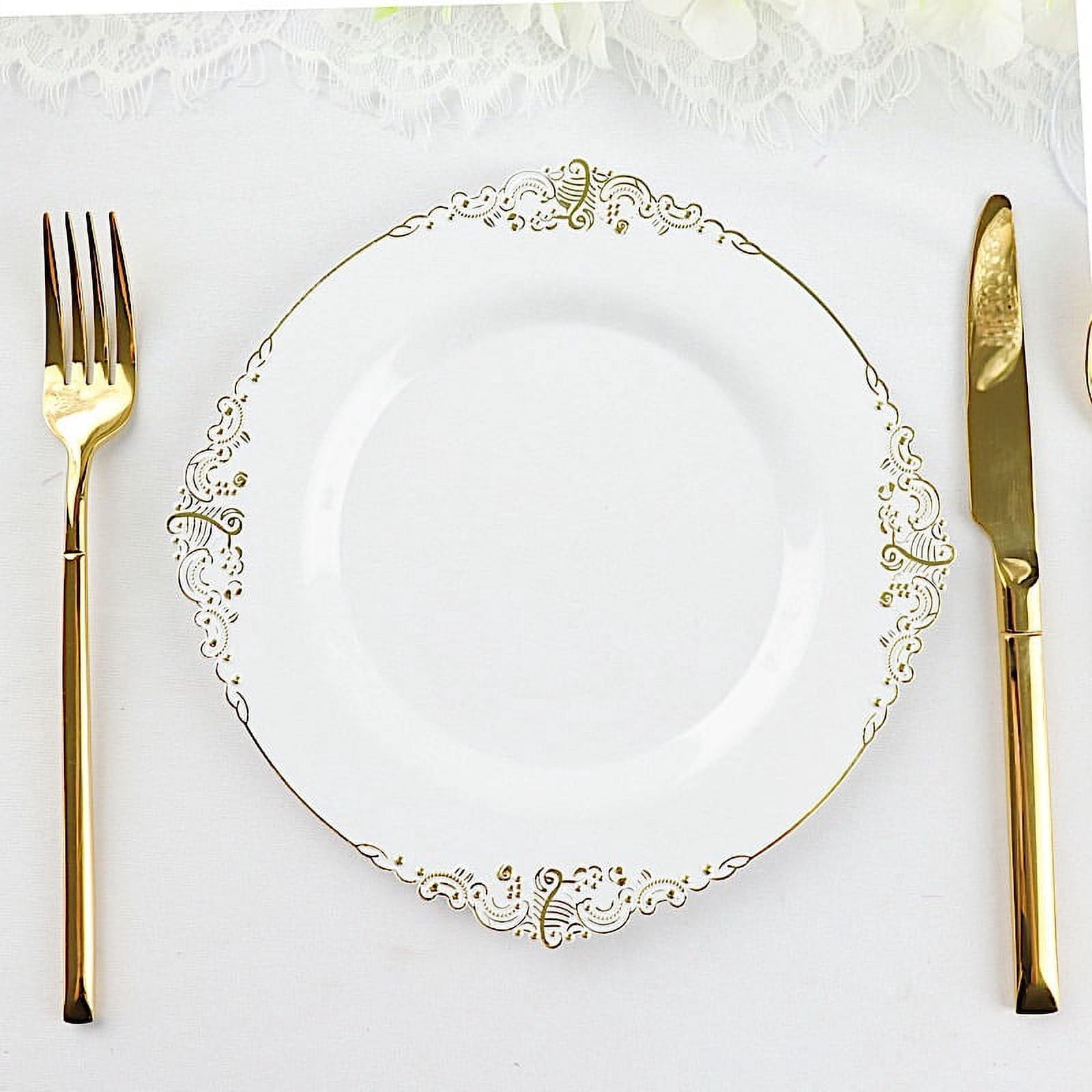 BalsaCircle 10 White Round 8" Disposable Plastic Salad Dinner Plates ...