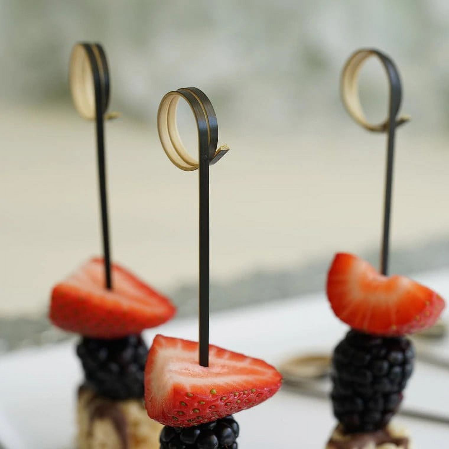 BalsaCircle 100 Black Natural Bamboo 5" Skewers Cocktail Picks Loop ...