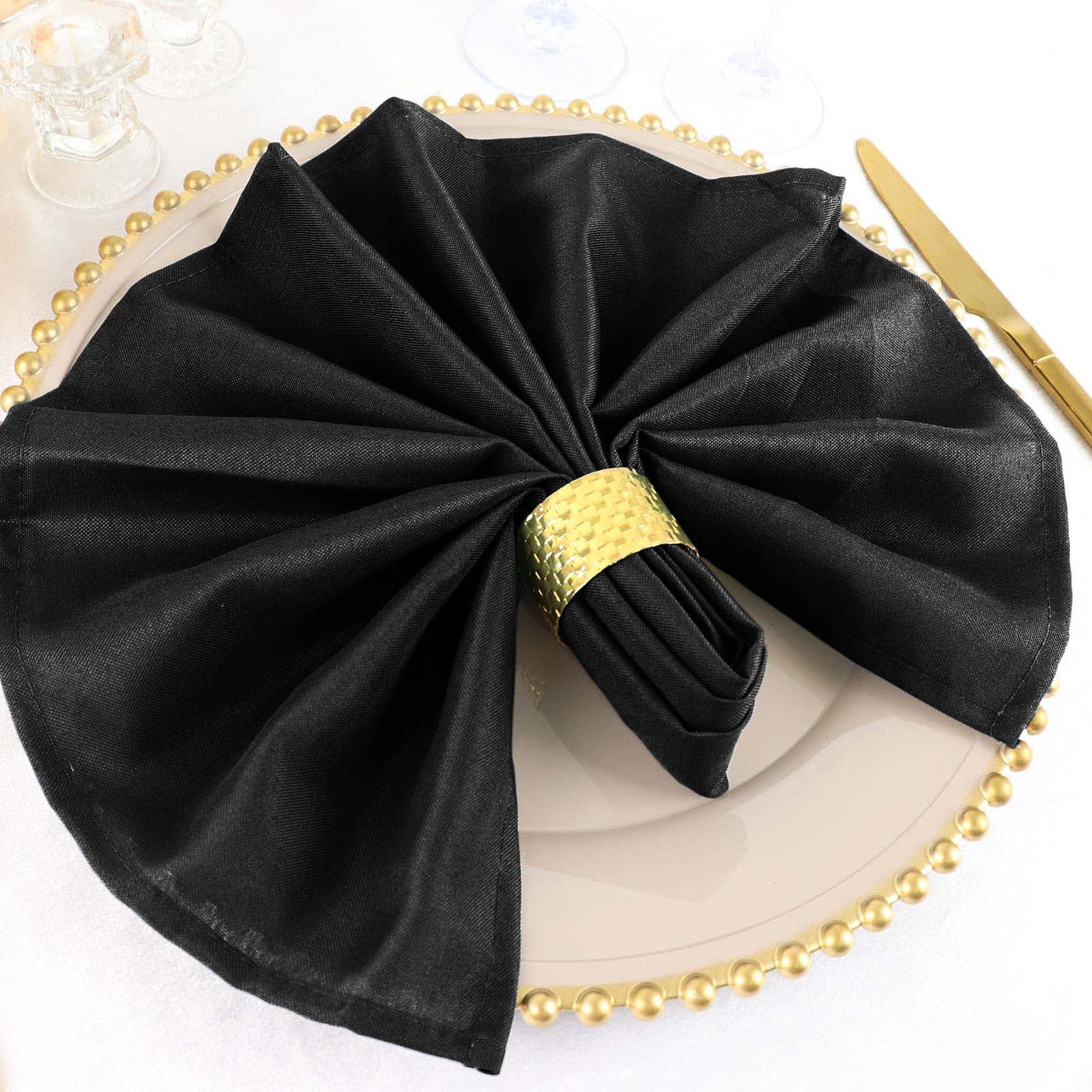 Balsa Circle 100 Pieces 20" Black Polyester Napkins Wedding Kitchen ...