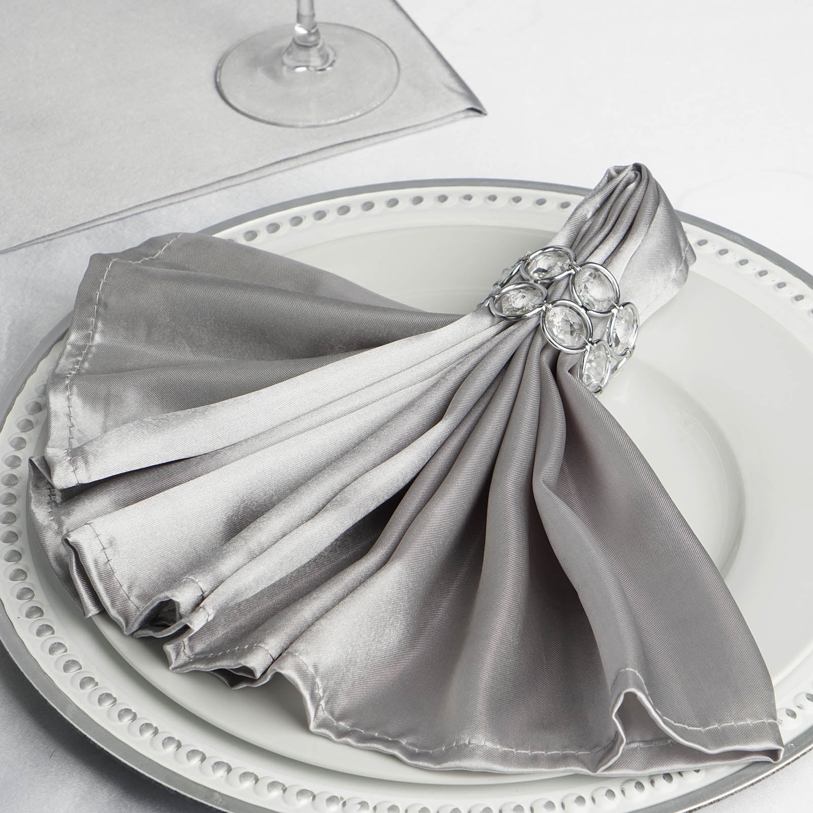 BalsaCircle 100 Pieces 20" Silver Satin Dinner Napkins Wedding Party ...