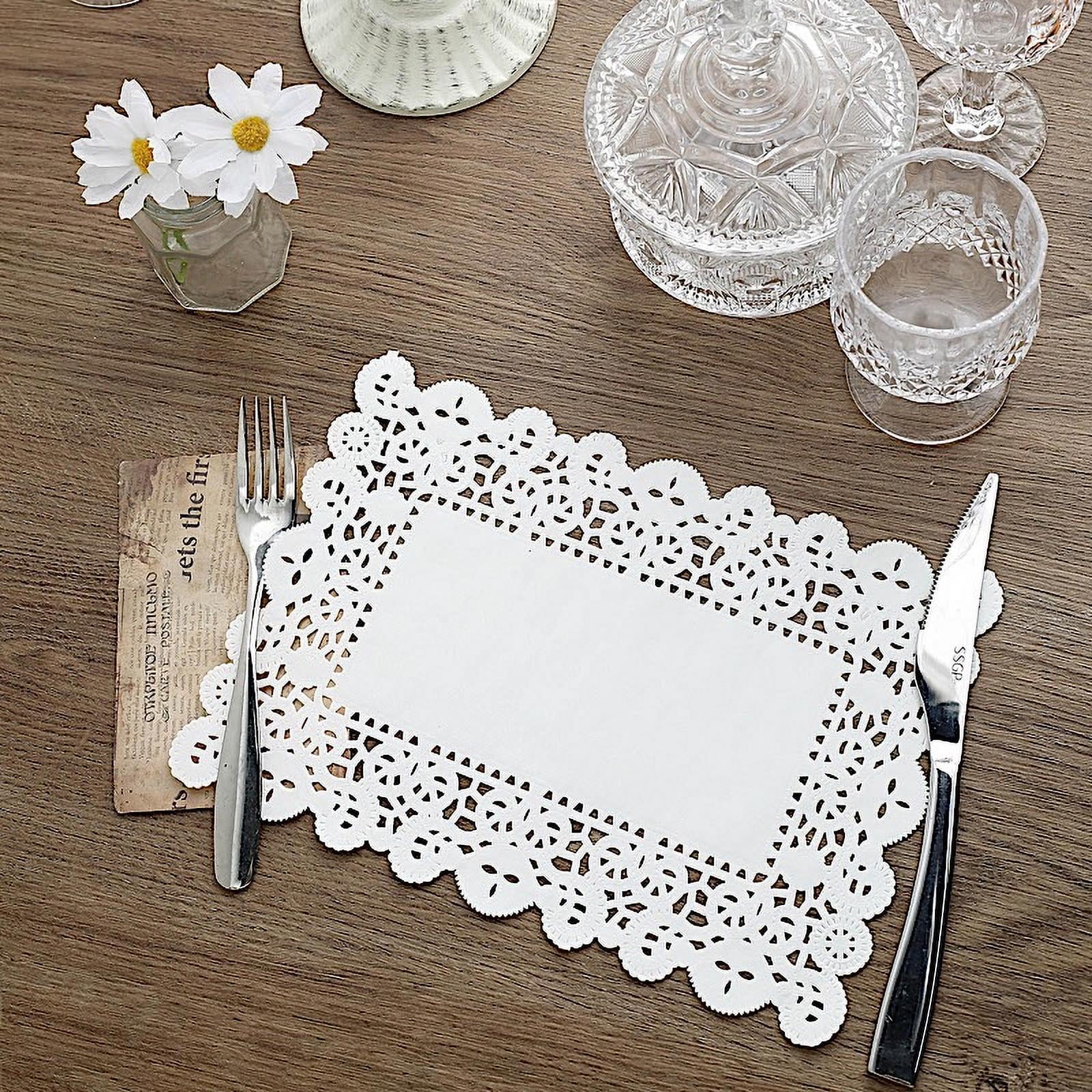 BalsaCircle 100 White Rectangle Disposable Paper Doilies PLacemats Lace ...