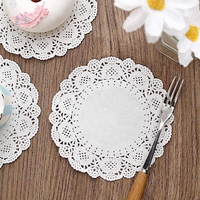 BalsaCircle 100 White Round Disposable Paper Doilies PLacemats Lace ...