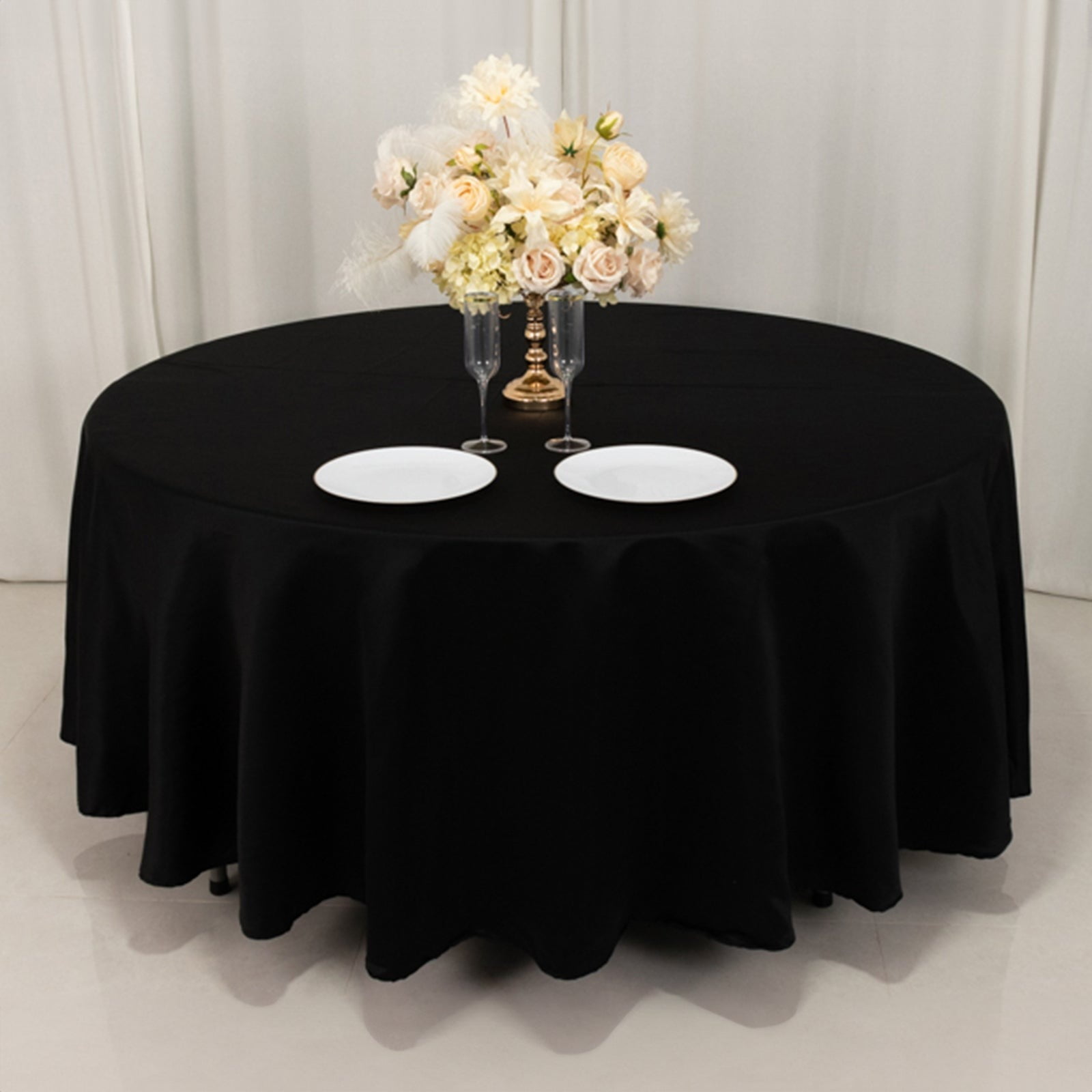 BalsaCircle 108" Black Round Lamour Satin Tablecloth Table Covers ...