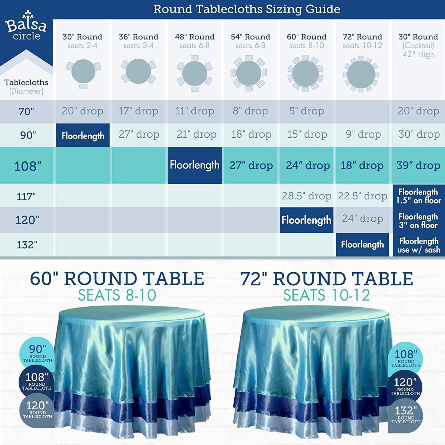 BalsaCircle 108-Inch White Premium Lace Round Tablecloth - Wedding ...