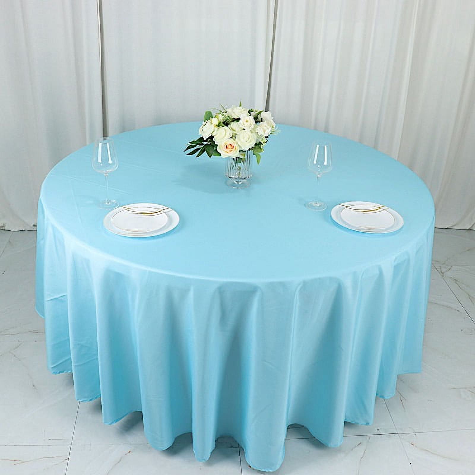 BalsaCircle 108" Round Polyester Tablecloth, Wrinkle-Resistant, for ...