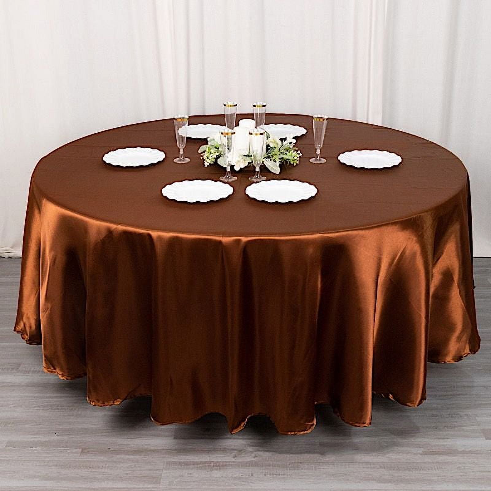BalsaCircle 108" Round Satin Tablecloth Cinnamon Brown Round Table ...