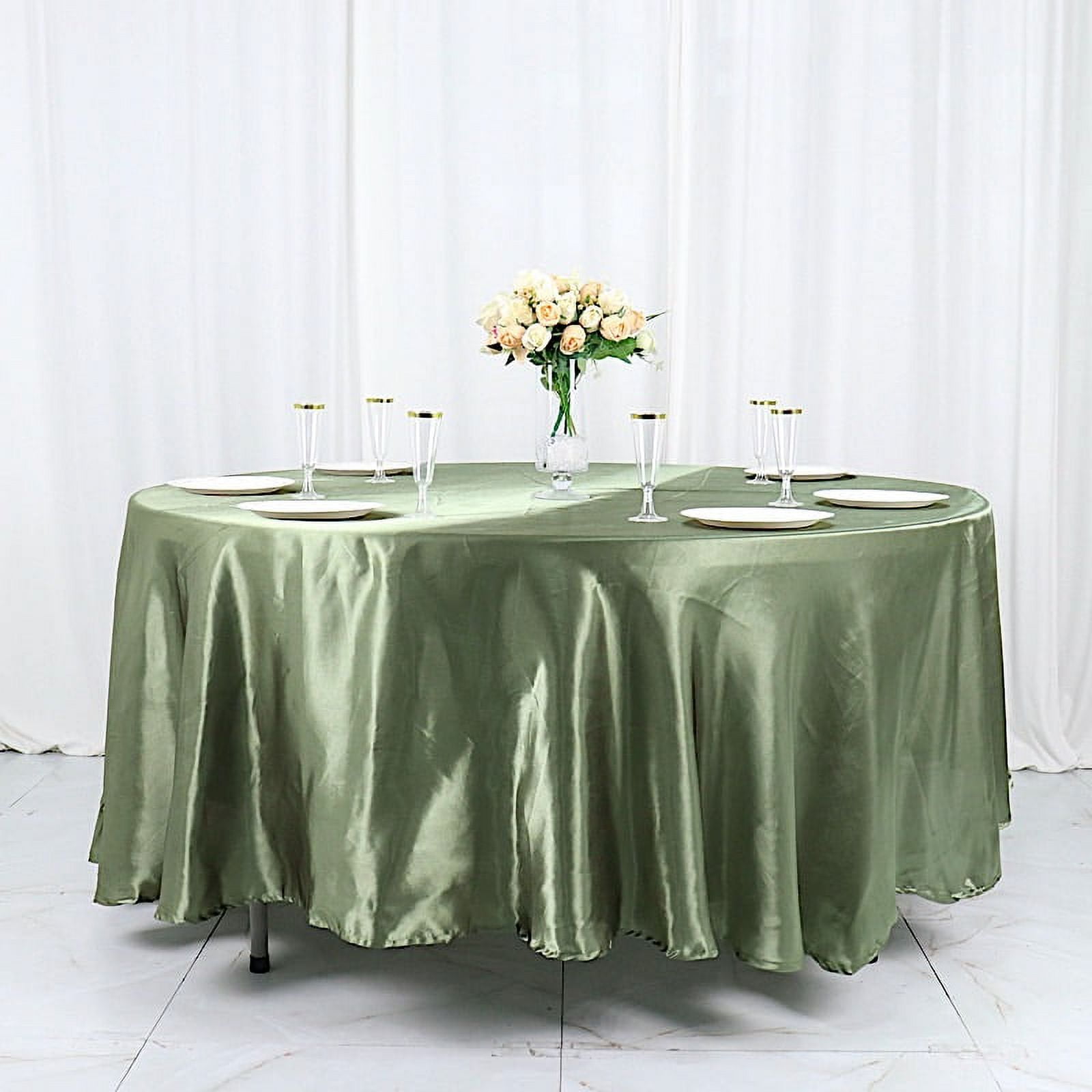 BalsaCircle 108" Round Satin Tablecloth Eucalyptus Green Round Table ...