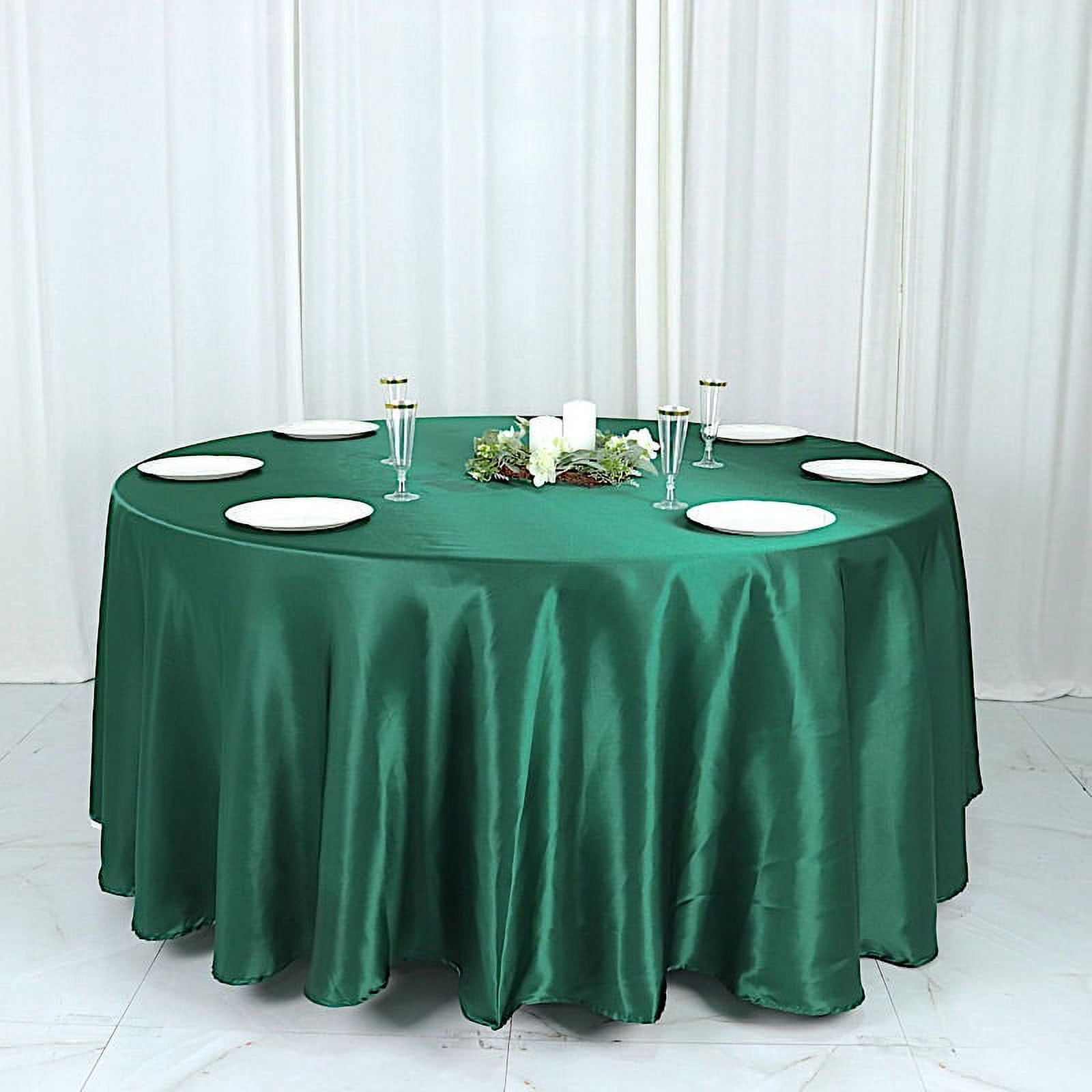 BalsaCircle 108" Round Satin Tablecloth Hunter Green Round Table Linen ...